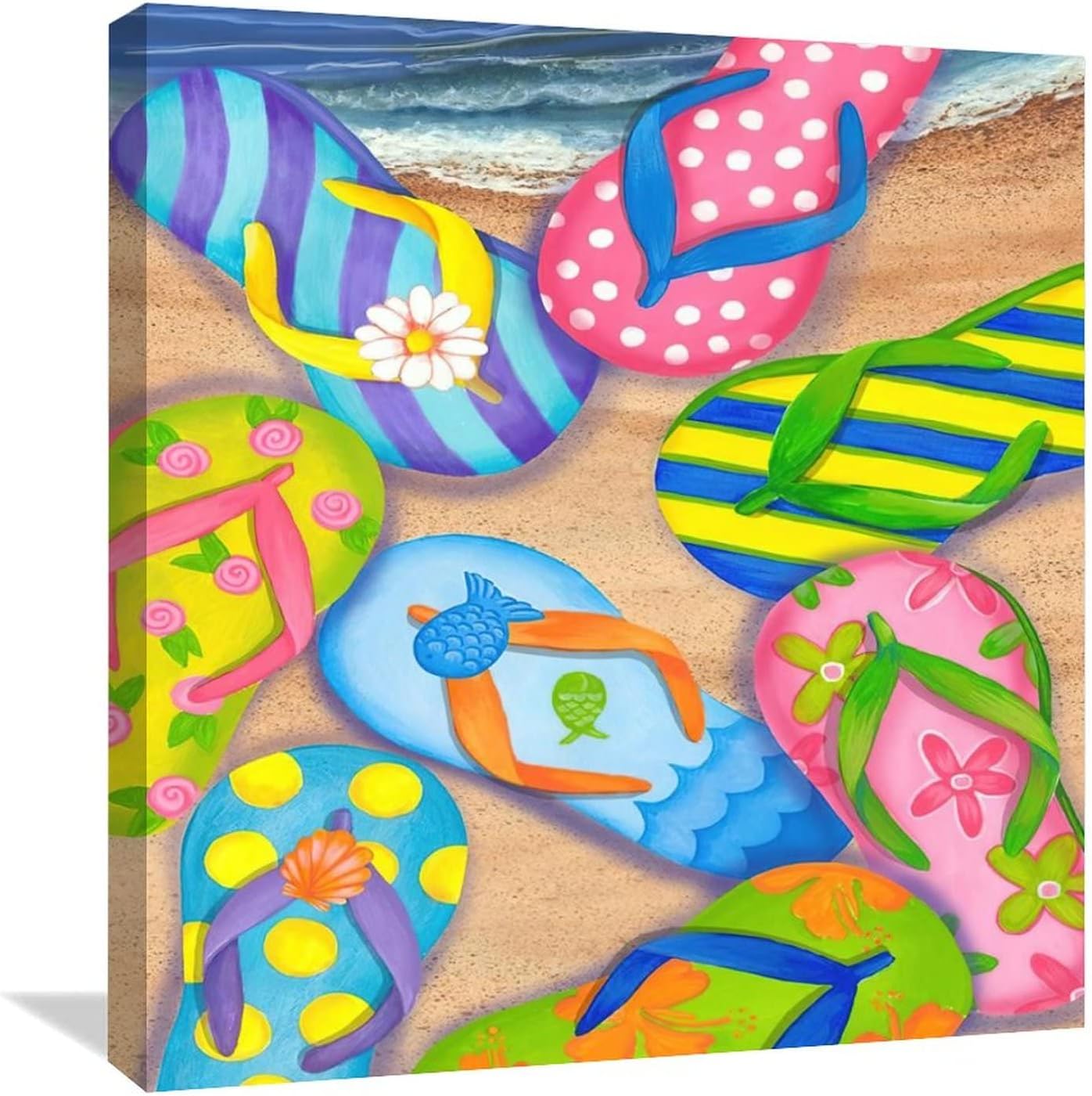 Amazon.com: Canvas Wall Art The Flip Flops in The Beach Picture Poster ...