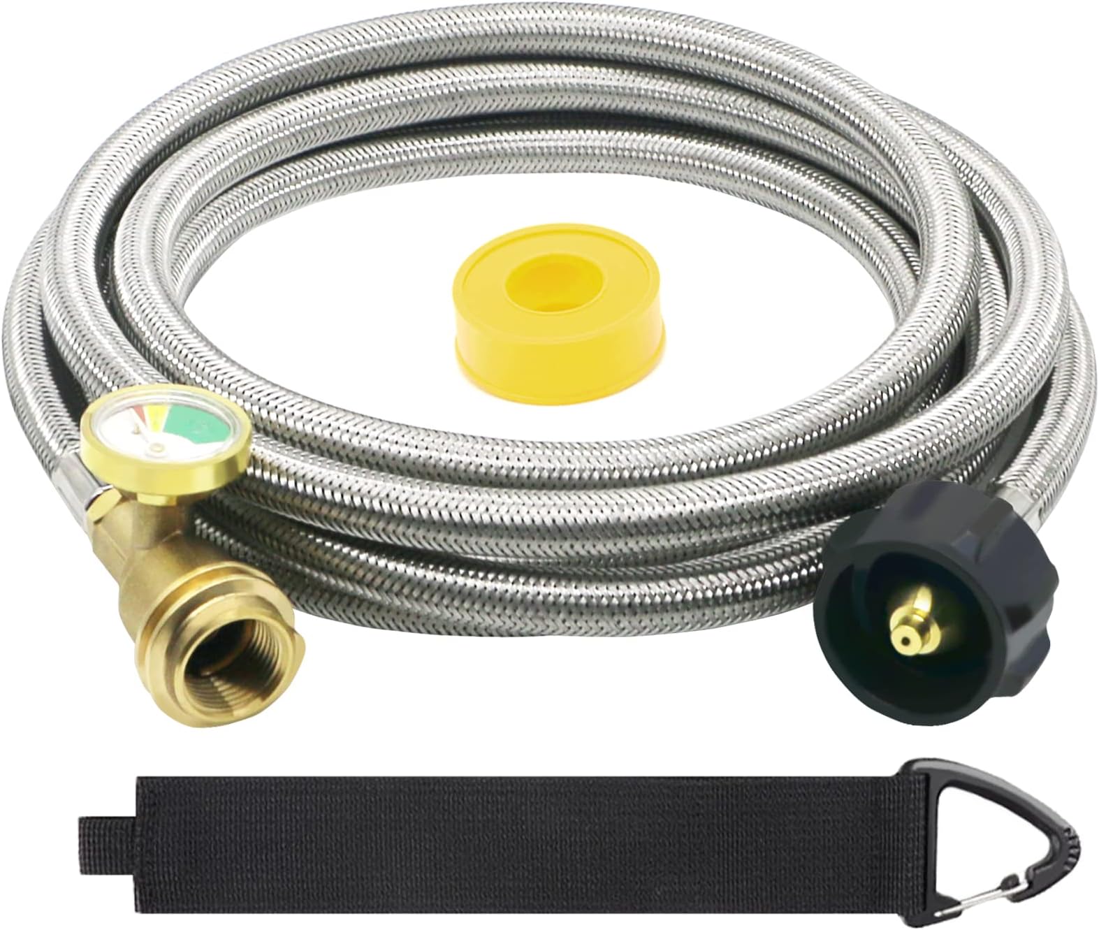 Amazon.com: NQN 12FT Stainless Braided Propane Adapter Hose with Gauge ...