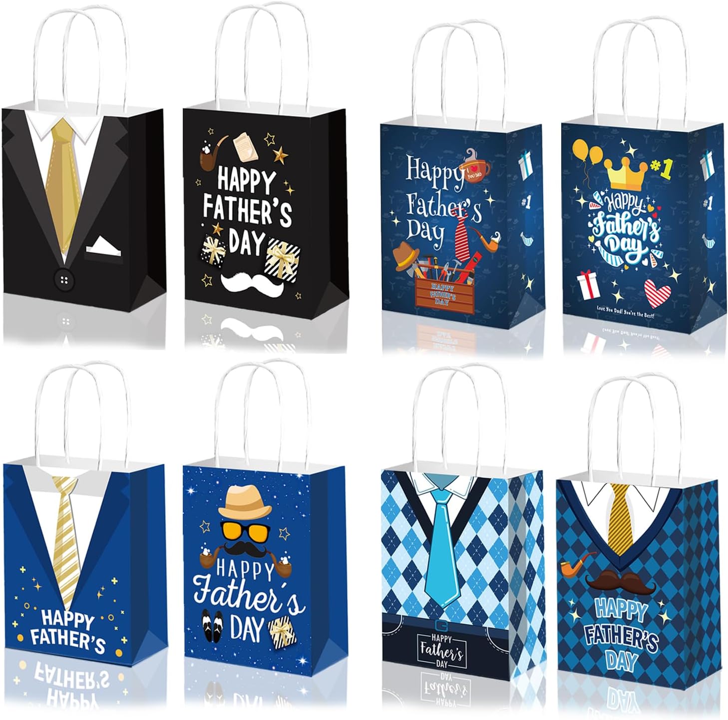 Amazon.com: LECONCES Fathers Day Party Gift Bags, 16pcs Happy Father's ...