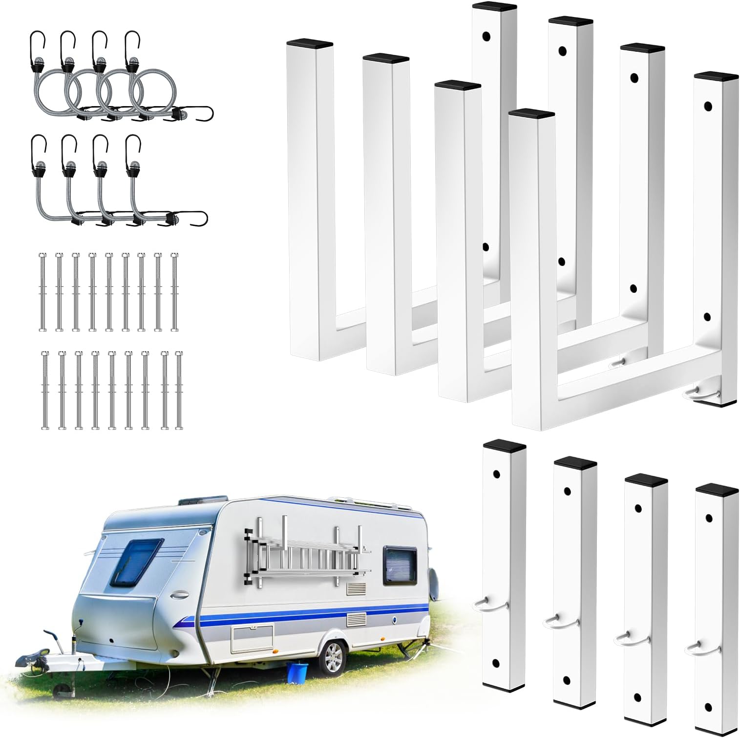 Amazon.com: IFX24 Trailer Ladder Rack, 4 Racks Aluminum Enclosed ...