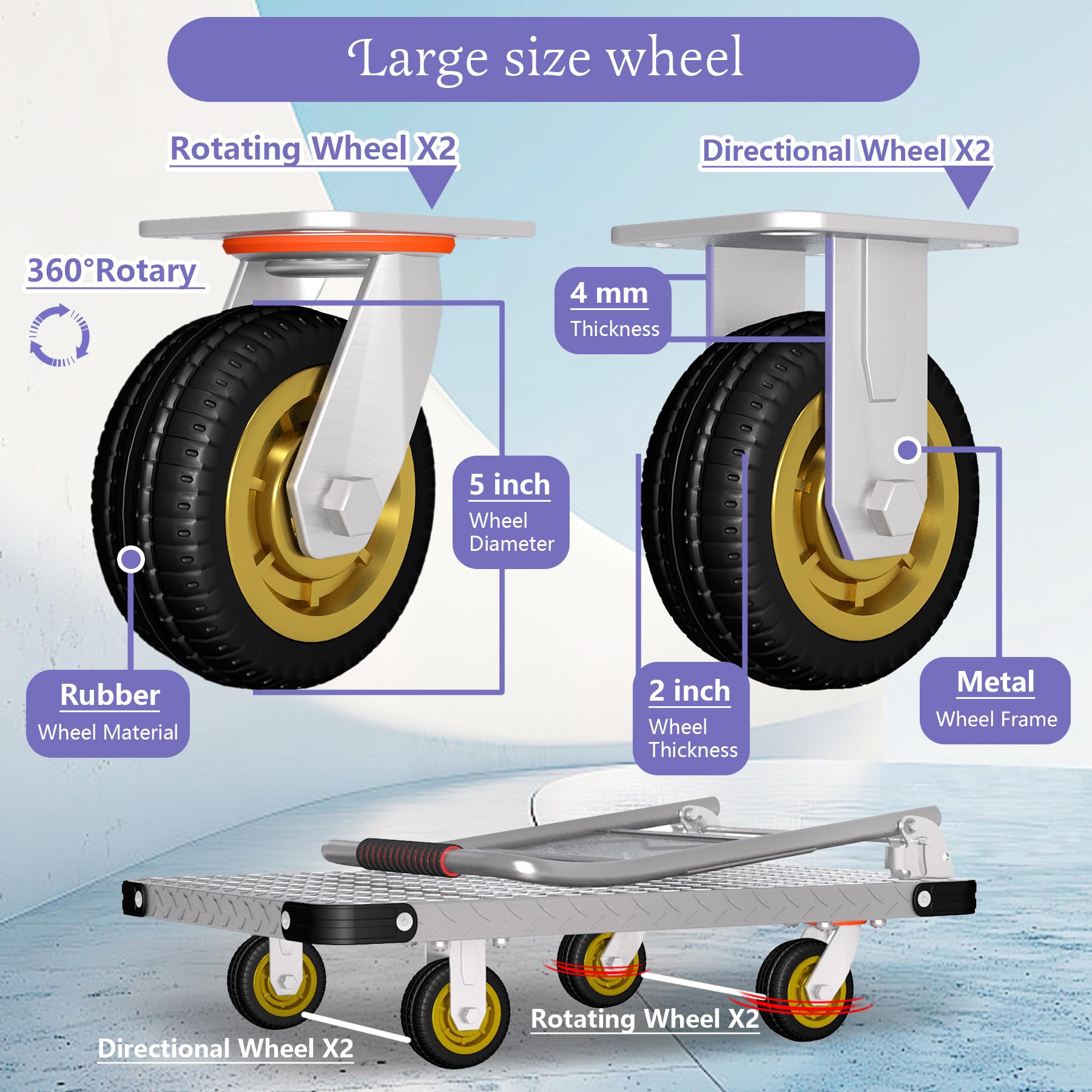 Snapklik.com : Heavy Duty Platform Truck Cart Foldable Flat Cart Push ...