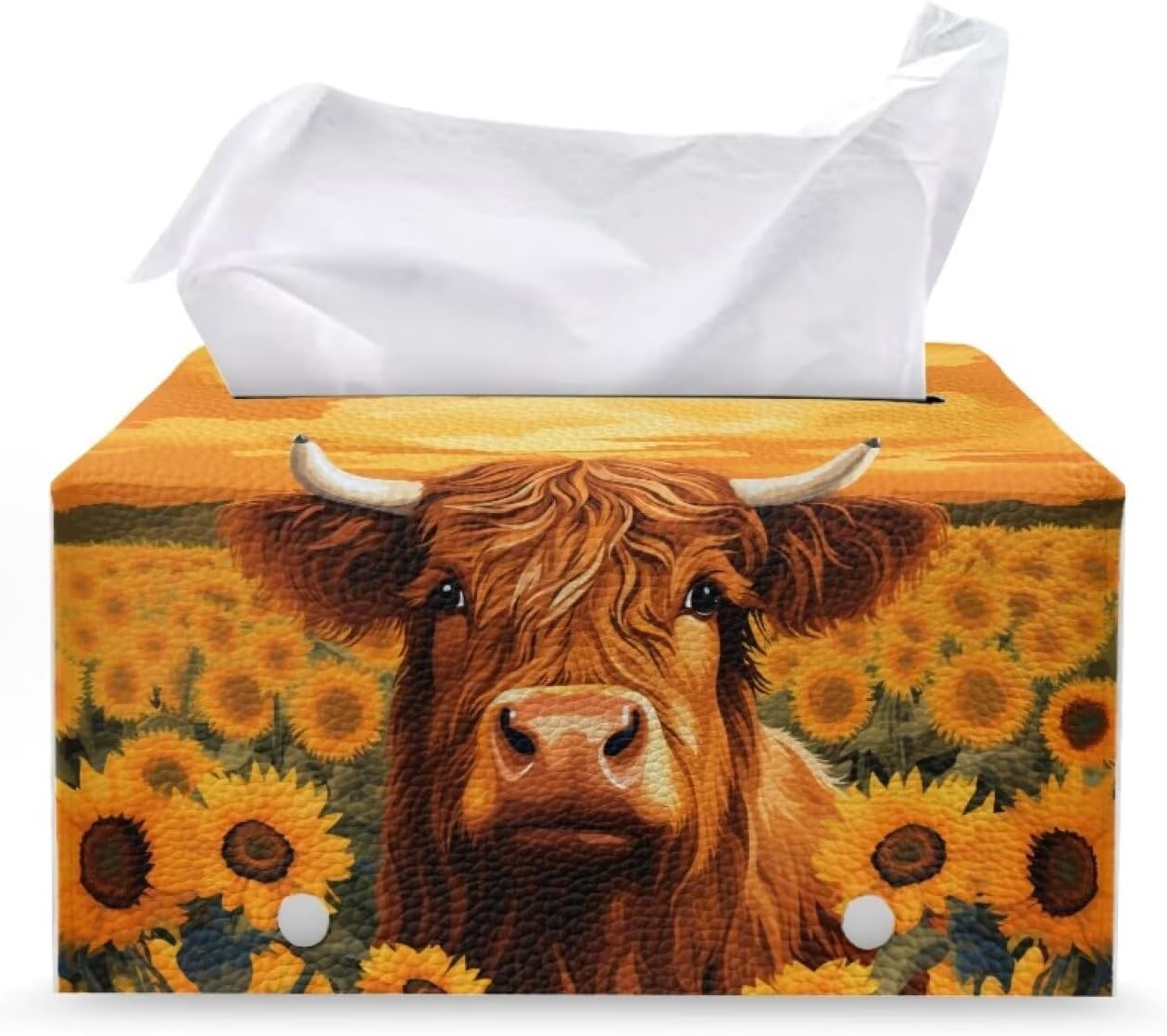 Amazon.com: ZOUTAIRONG Highland Cow Tissue Cover Leather Rectangle ...