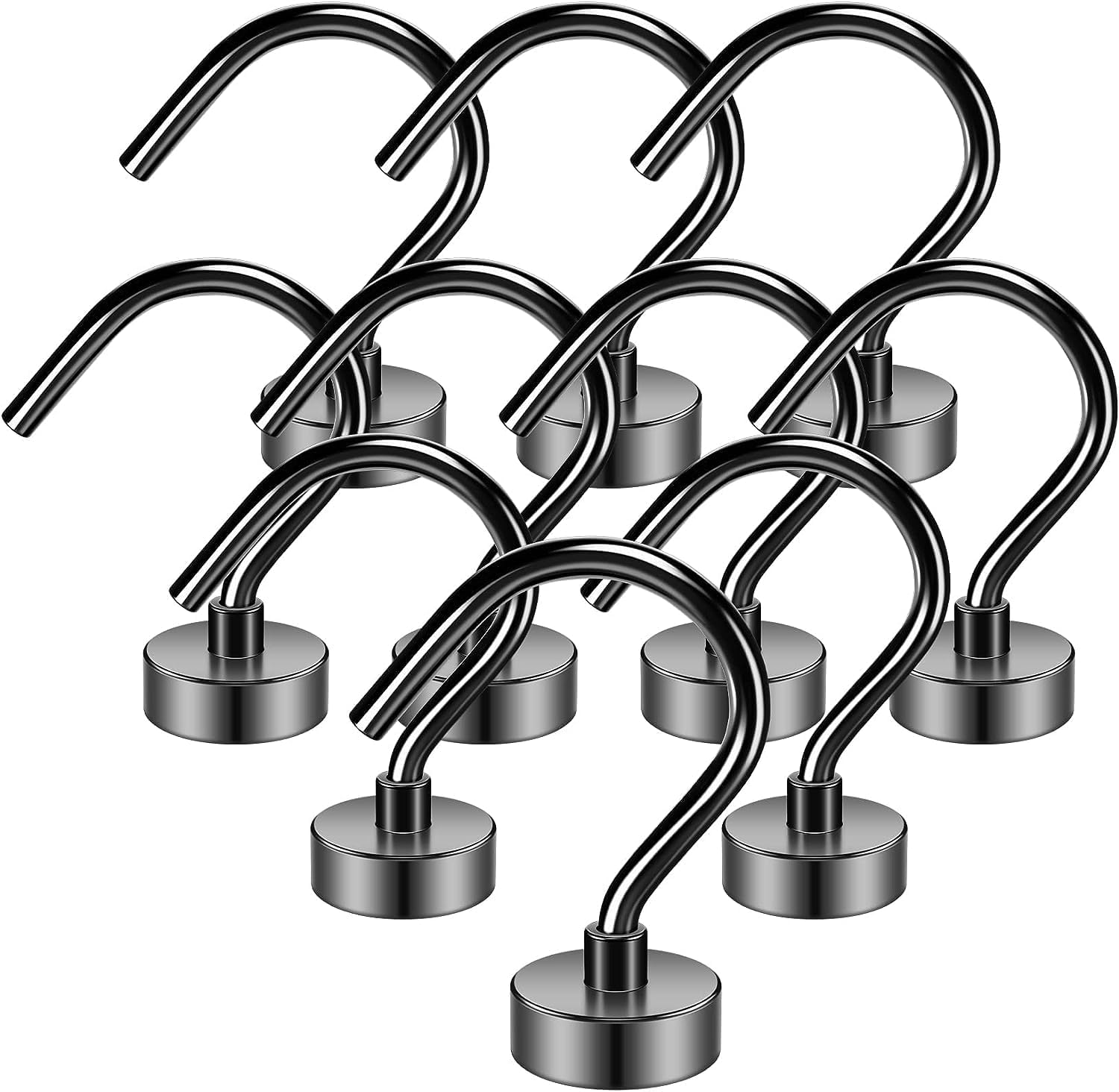 10Pack Black Magnetic Hook, 25LBS Heavy Duty Strong Neodymium Magnetic ...