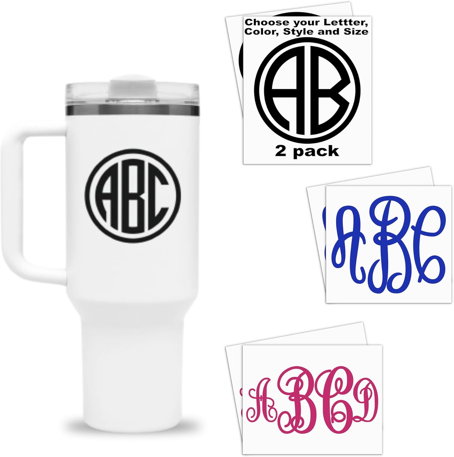 Amazon.com: Custom Monogram Decal Stickers, 2 Pack, Personalized ...