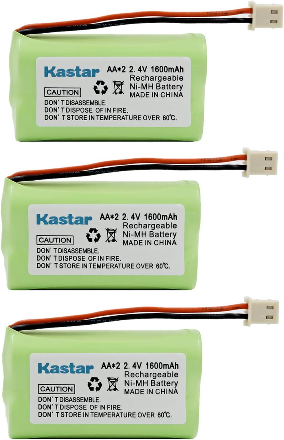 Amazon.com: Kastar 3 Pack 2.4V 1600mAh Cordless Phone Battery ...