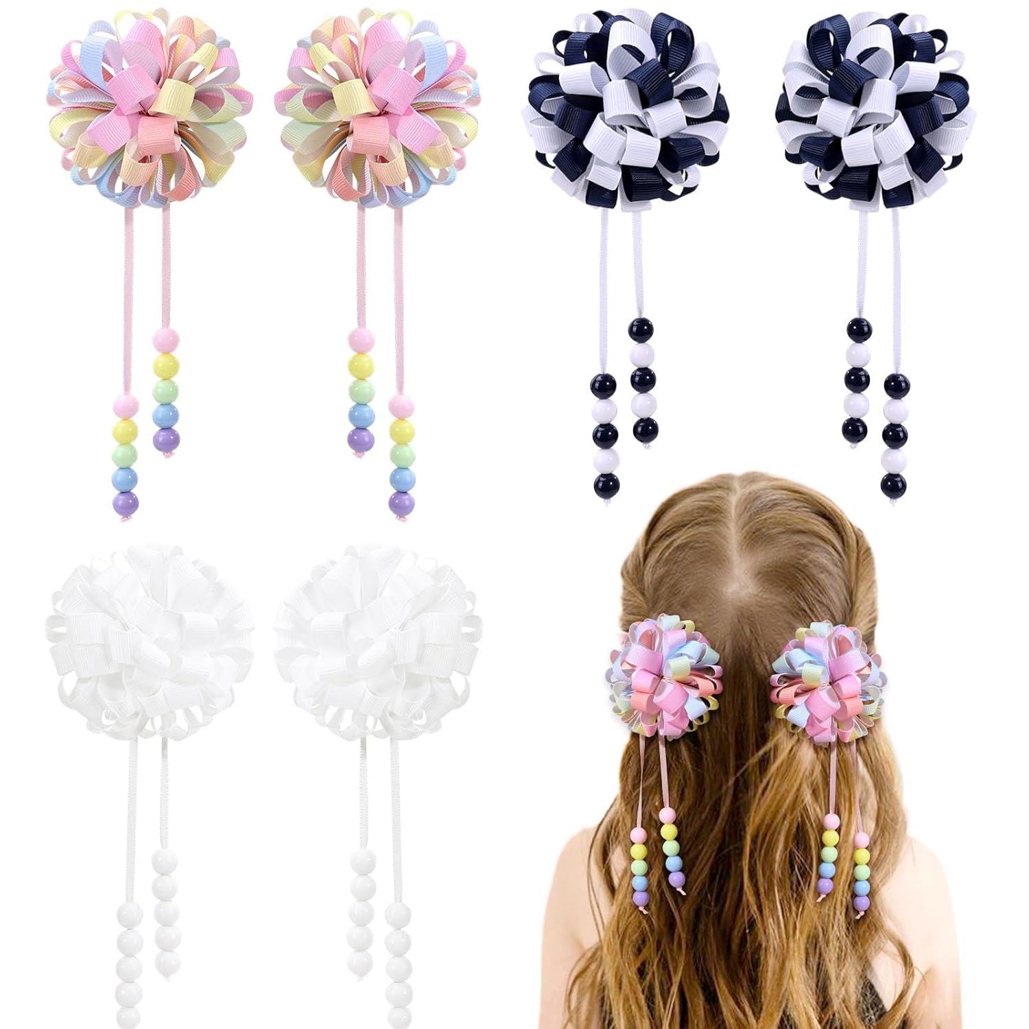 Amazon.com : OAOLEER 6PCS Hair Bows for Girls, Flower Hair Accessories ...