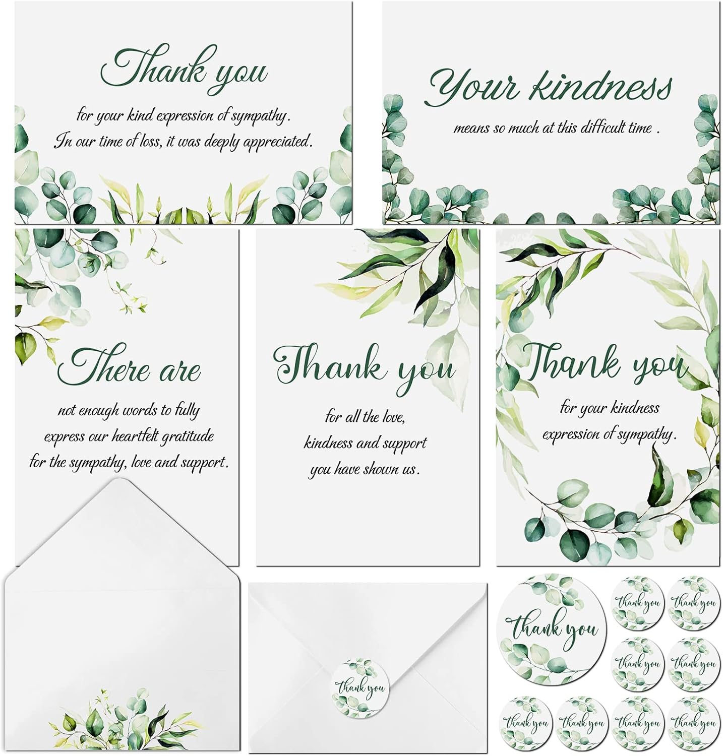 Amazon.com : 100 Pack Funeral Thank You Cards with Envelopes Stickers ...