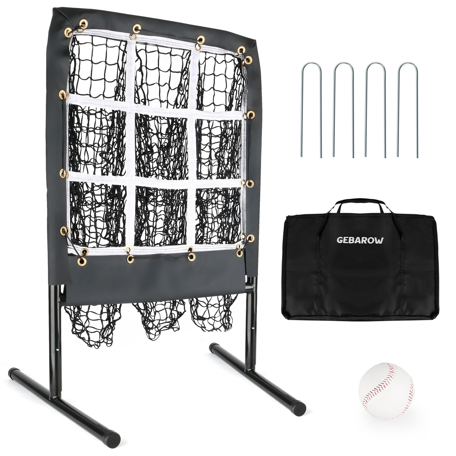 Amazon.com : GEBAROW Baseball Pitching Net with 9 Target Pockets, 2x2ft ...