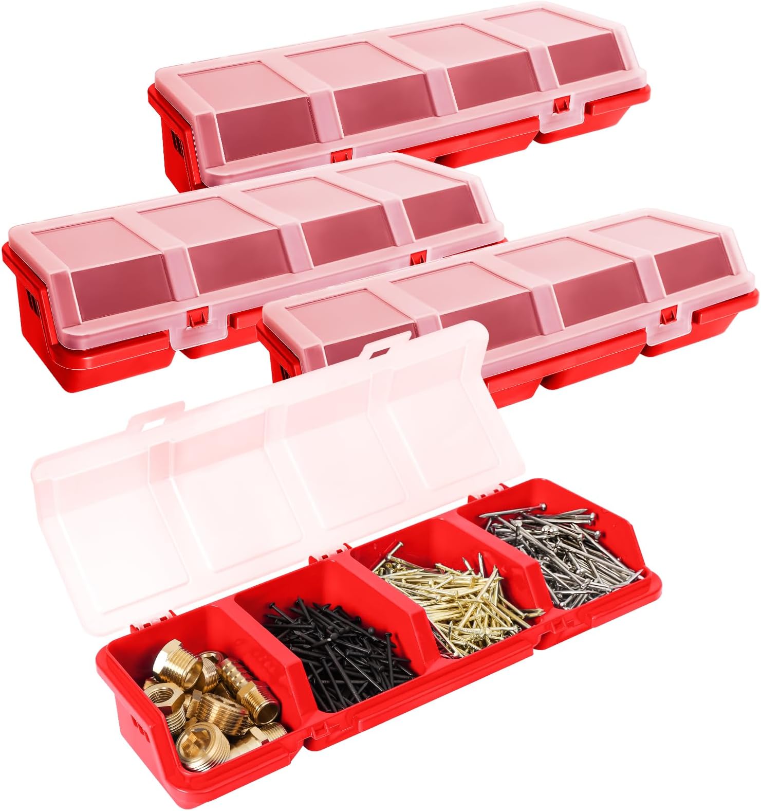 Amazon.com: Screw Organizer Storage Bins, 4 Pack Stackable Plastic Bins ...