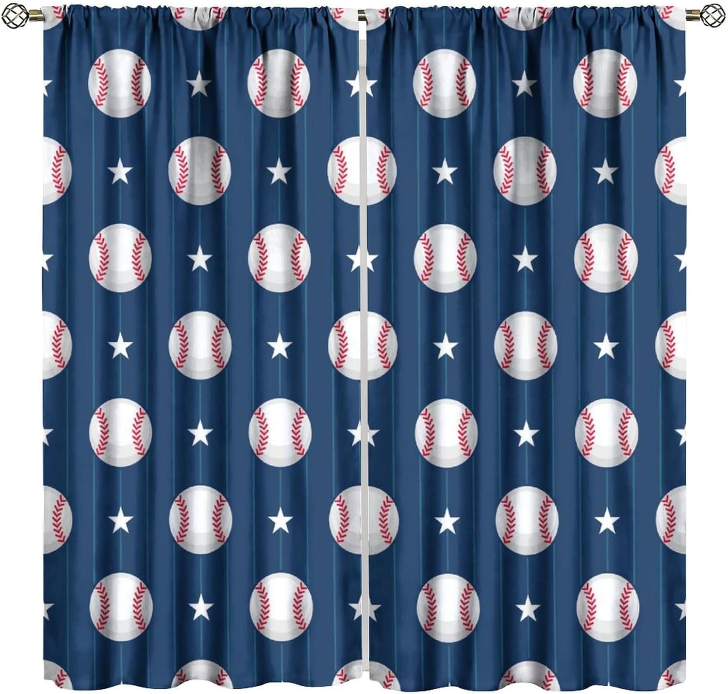 Amazon.com: JanJCurt Baseball Curtains for Kids, Sports Theme Softball ...