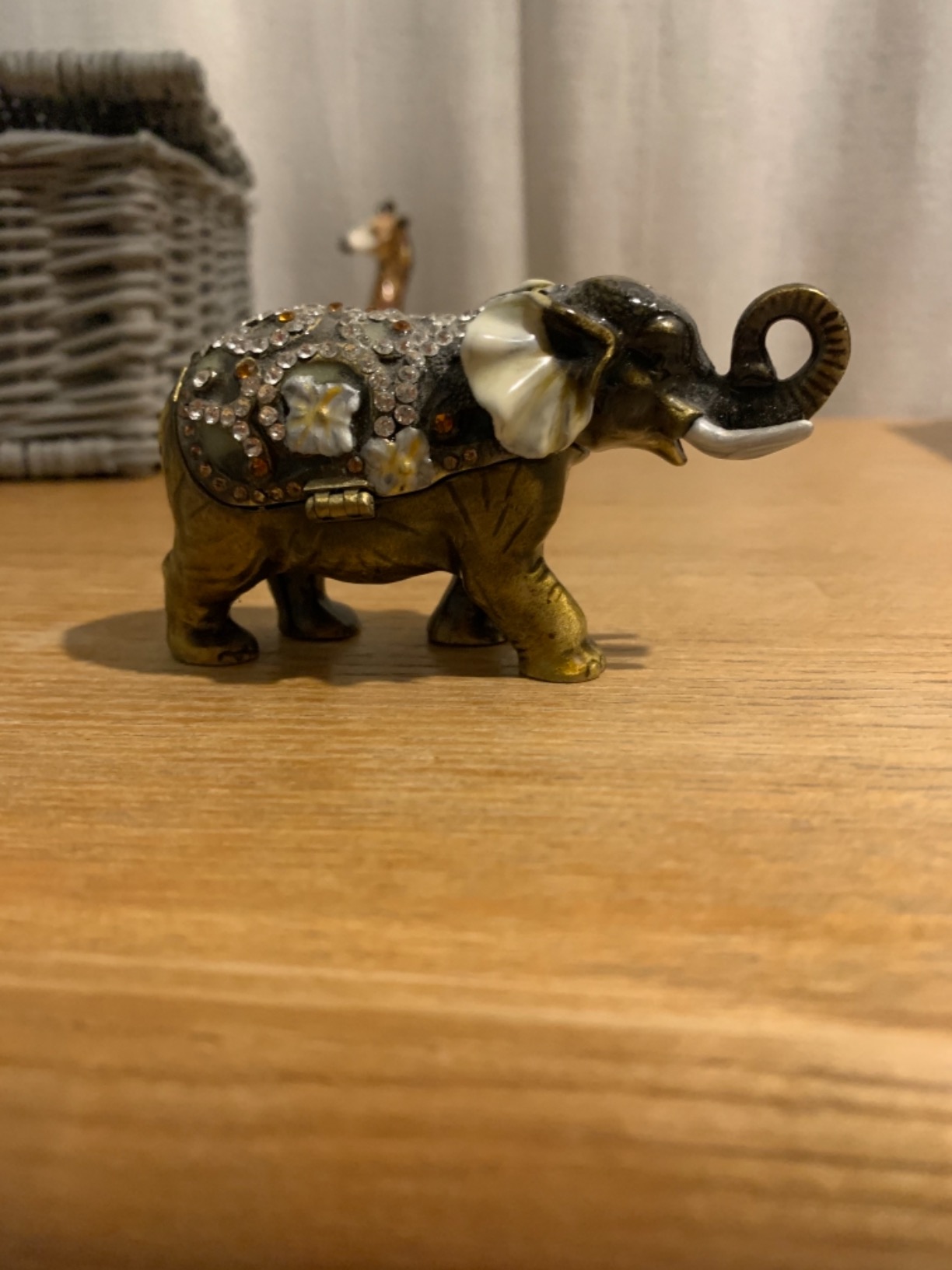 Elephant with Curled Trunk Trinket Box - Ornament - Treasured Trinkets ...