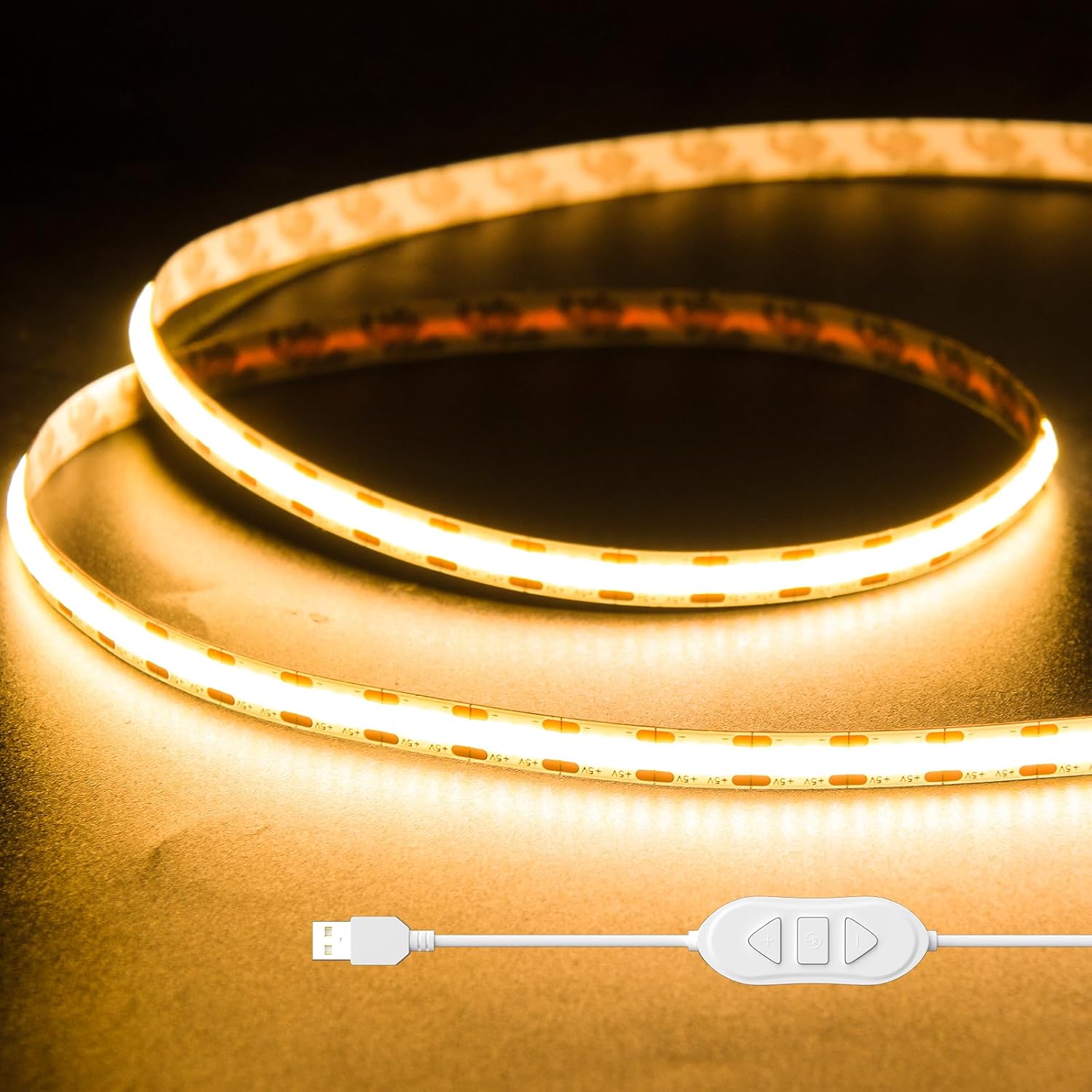 Amazon.com: Gingsow USB 5V COB LED Strip Lights 3.28ft/1M, Warm White ...