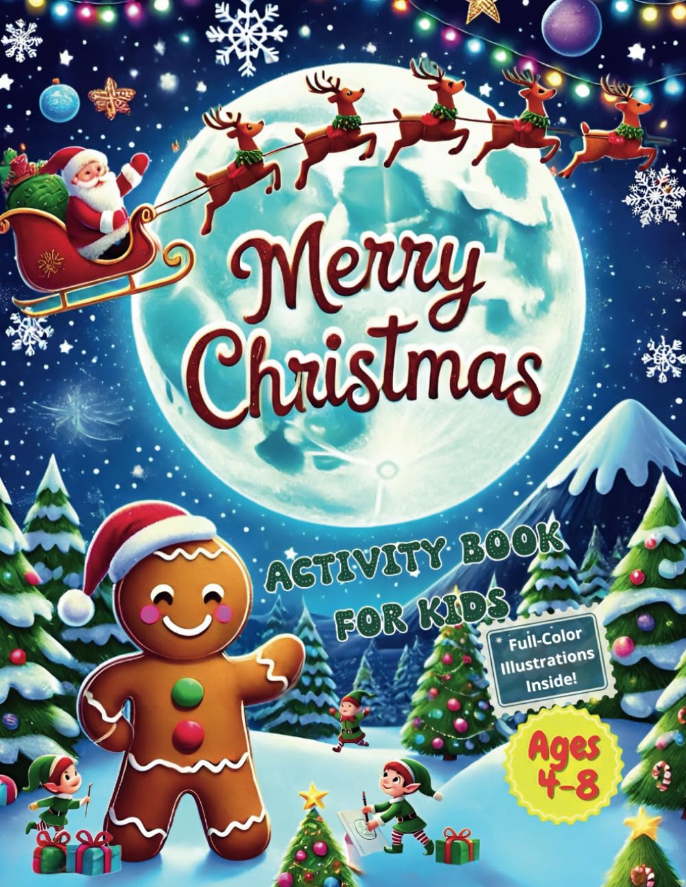 Merry Christmas. Christmas Activity Book for Kids ages 4-8. Santa ...