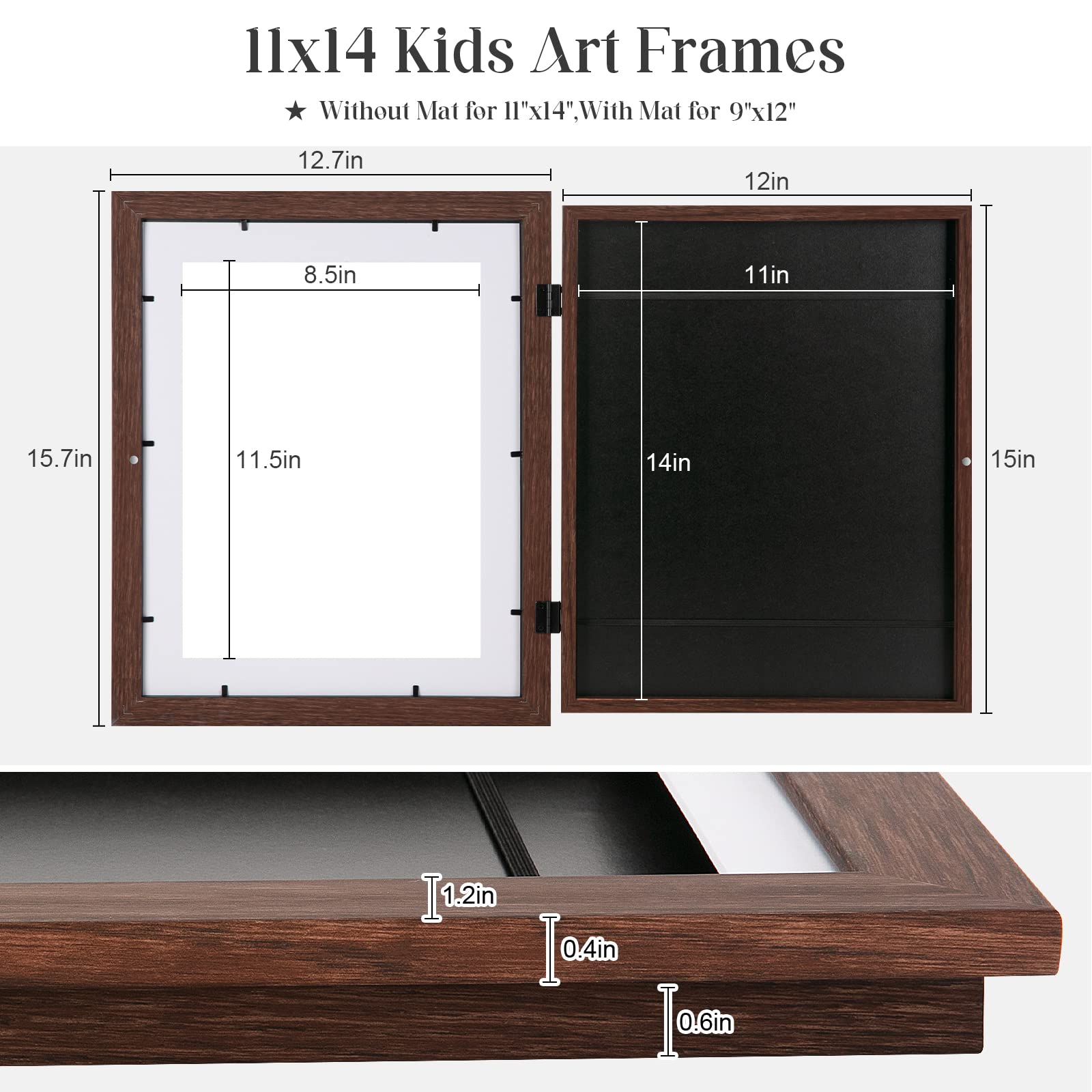 2-Pack Kids Art Frames, 11x14 Front Opening Kids Artwork Frames ...