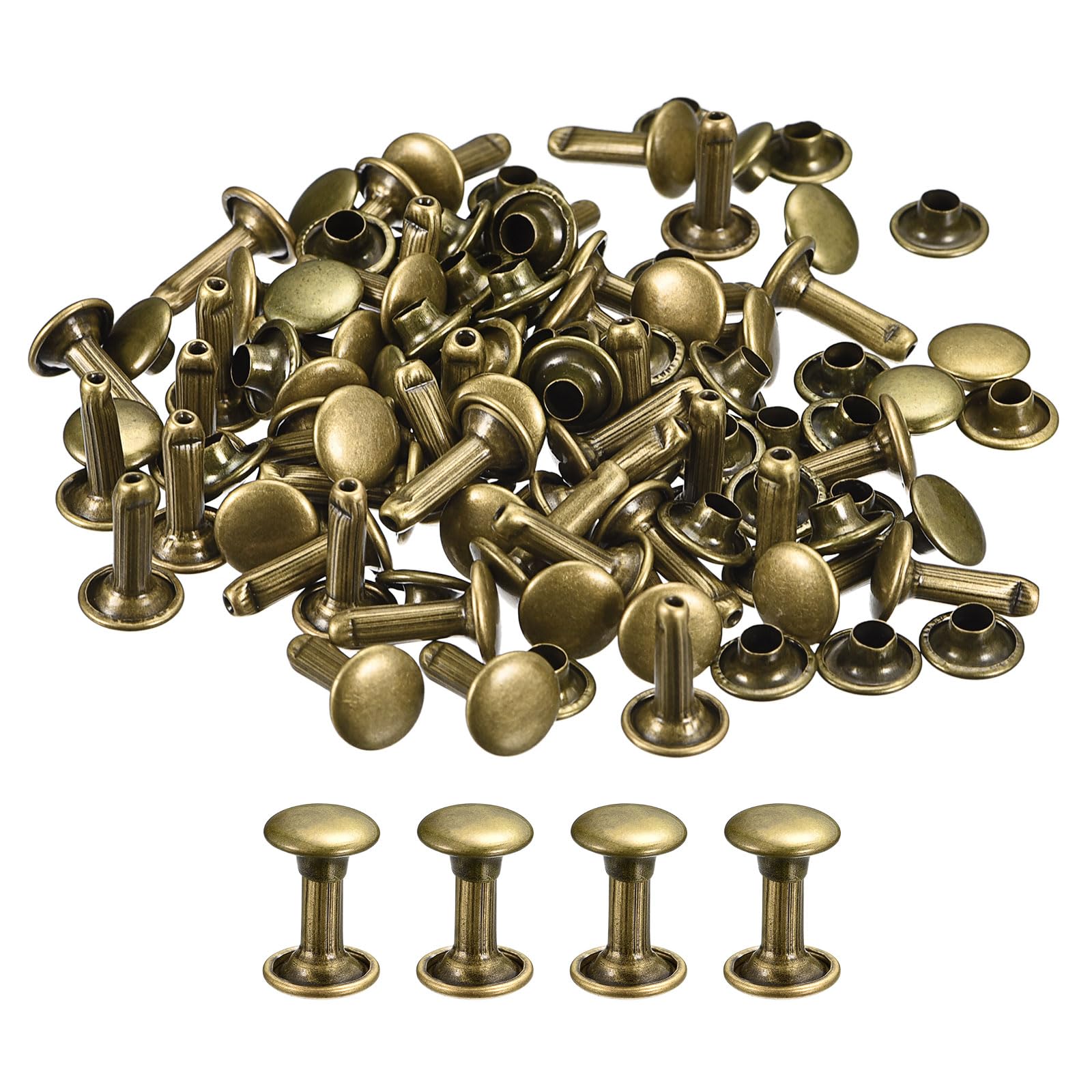 Amazon.com: uxcell 100 Sets Leather Rivets, 6x10mm Double Cap Rivets ...