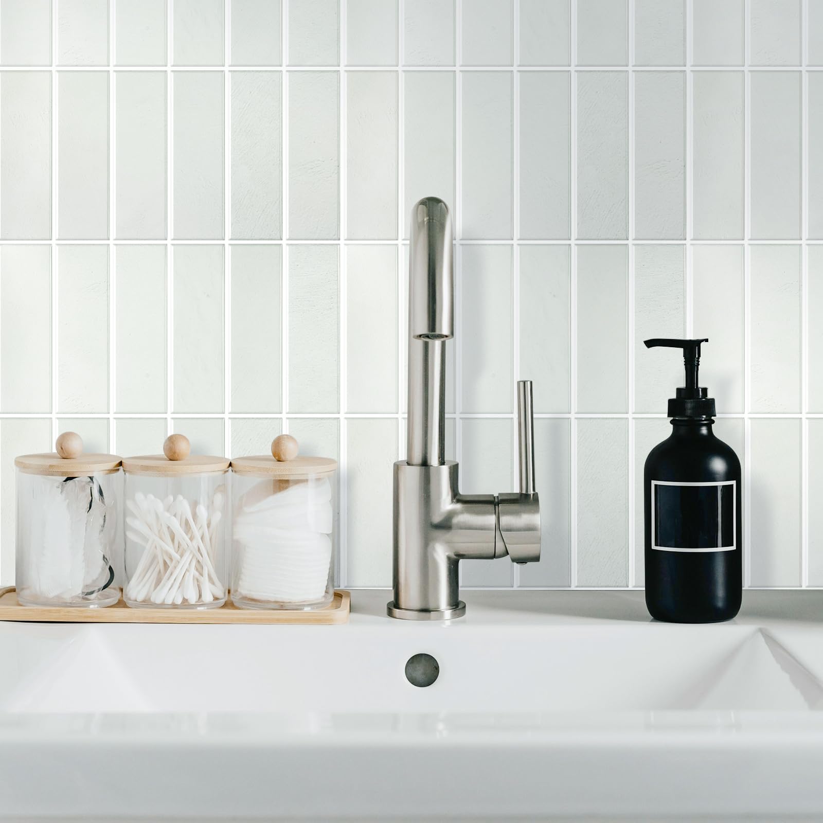Bathroom Wallpaper WoStick 3D 10 Sheets, Vintage White Self Adhesive ...