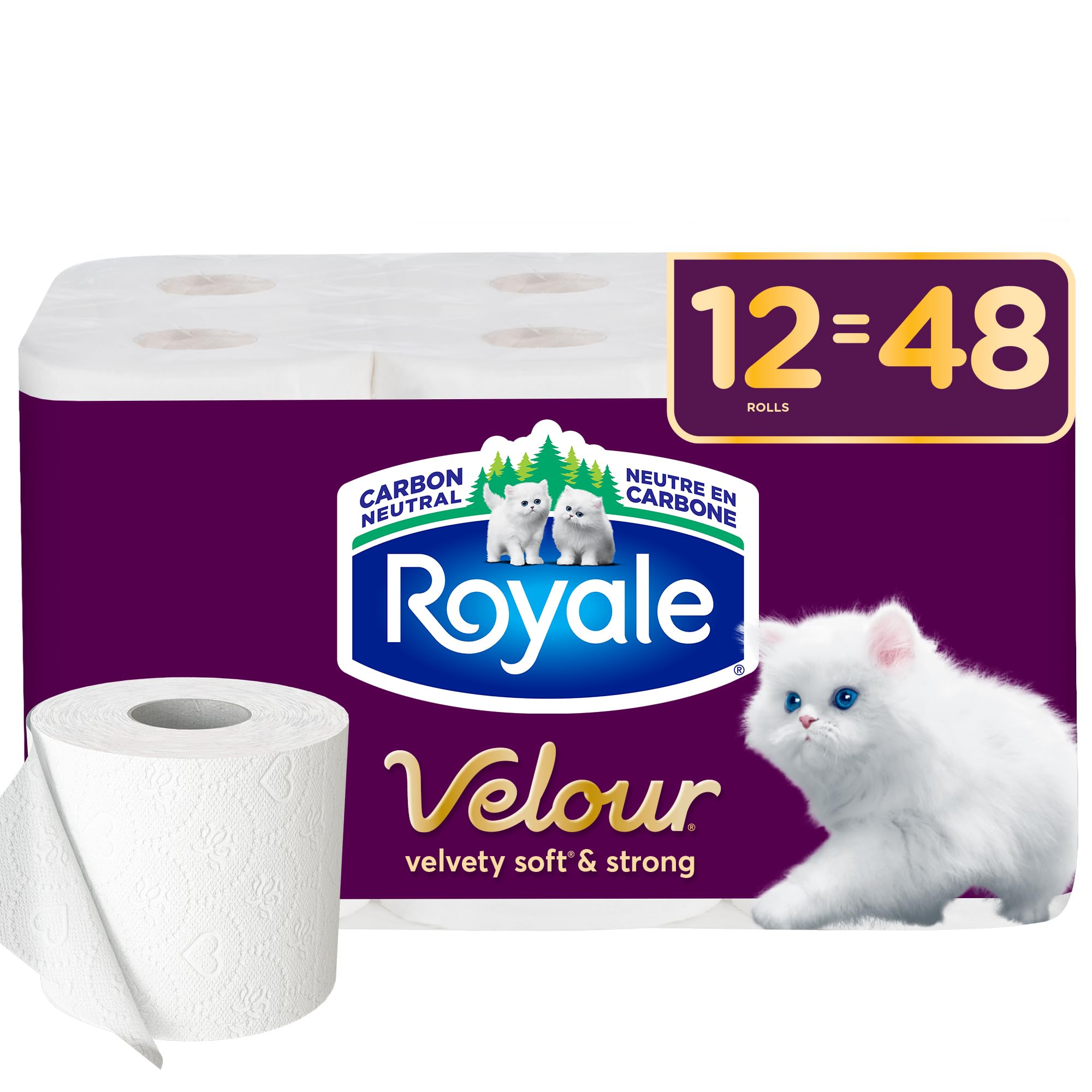 Royale Velour Toilet Paper, 12 Equal 48 Rolls, 284 Bathroom Tissues per ...