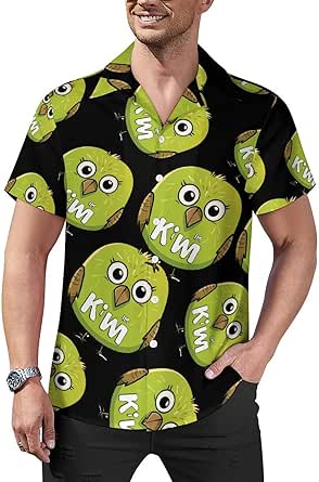 Amazon.com: Funny Kiwi Bird Men's Button Down Shirts Short Sleeve ...