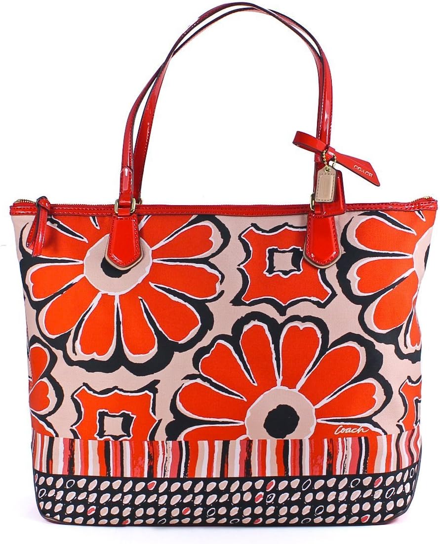 Amazon.com: Coach Poppy Floral Flower Print Zip Tote 25125 Desert Sky ...