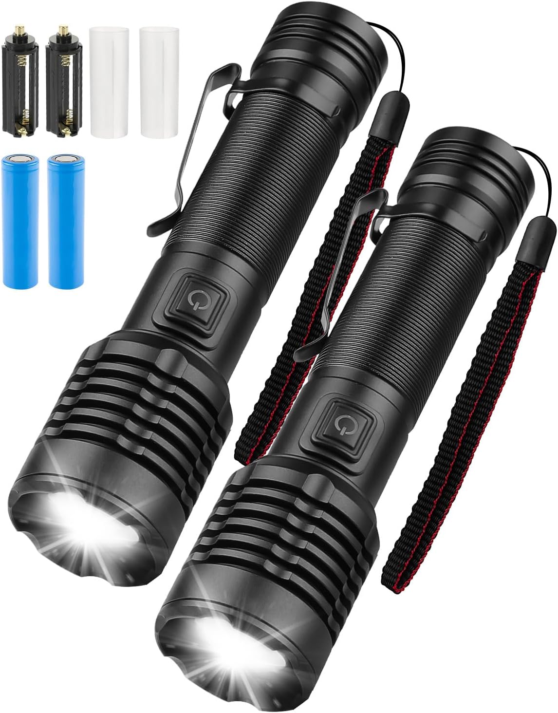 Victoper Rechargeable Flashlight 2 Pack, 5 Modes 3000 Lumen Tactical LED Flash Light, High ...