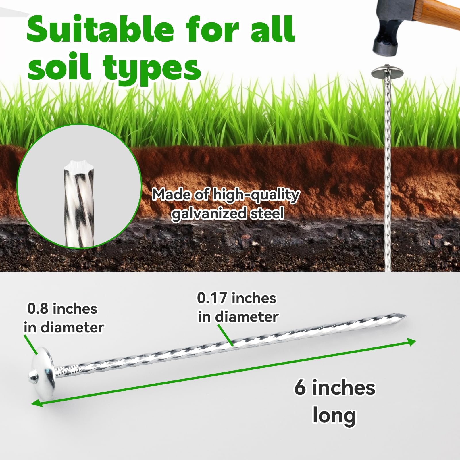 Snapklik.com : EISENSP 6-Inch 8 Gauge Garden Landscape Stakes ...