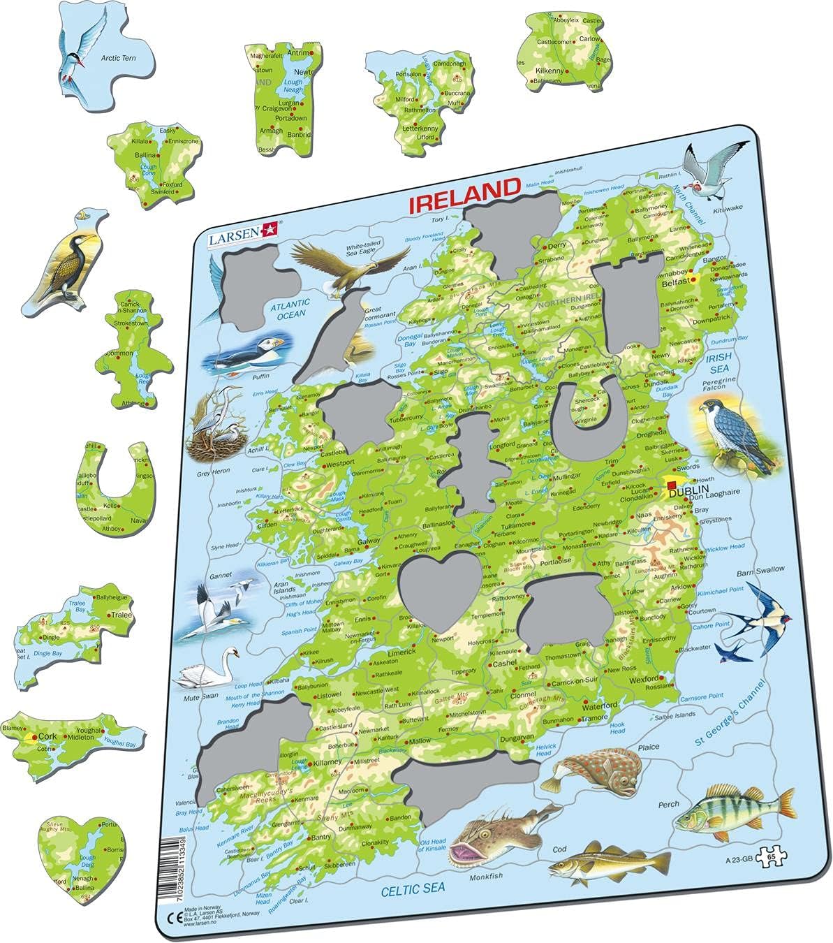 Larsen A23 Ireland Topographic Map, English Edition, 65 Piece Boxless ...