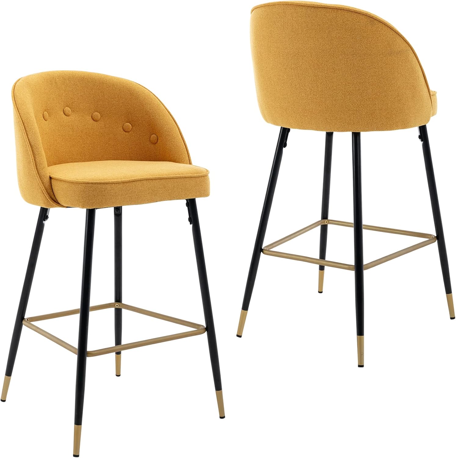 Amazon.com: Guyou 30Inch Yellow Bar Stools Set of 2 with Tufted Round ...