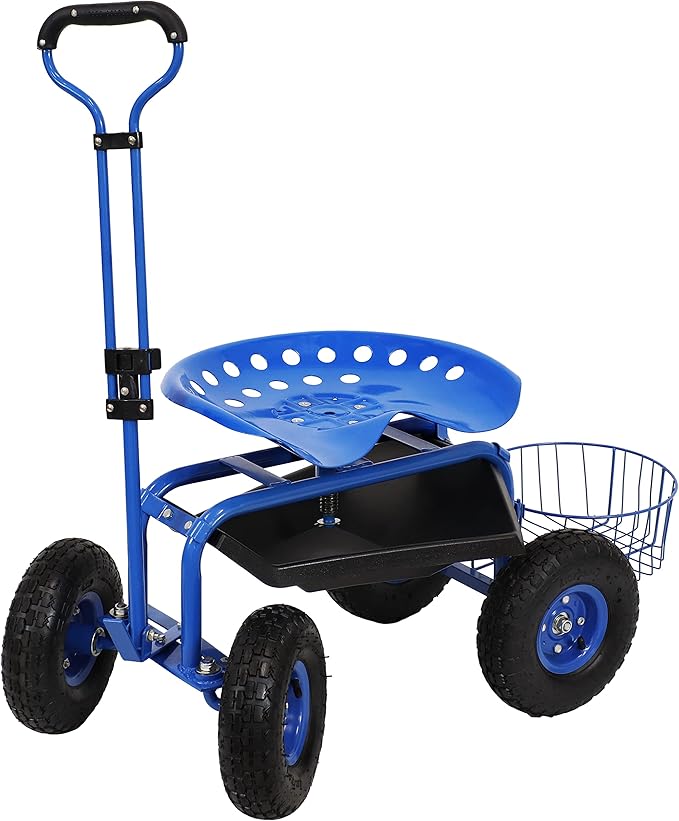 Amazon.com: Sunnydaze Garden Cart Rolling Scooter - Features Extendable ...