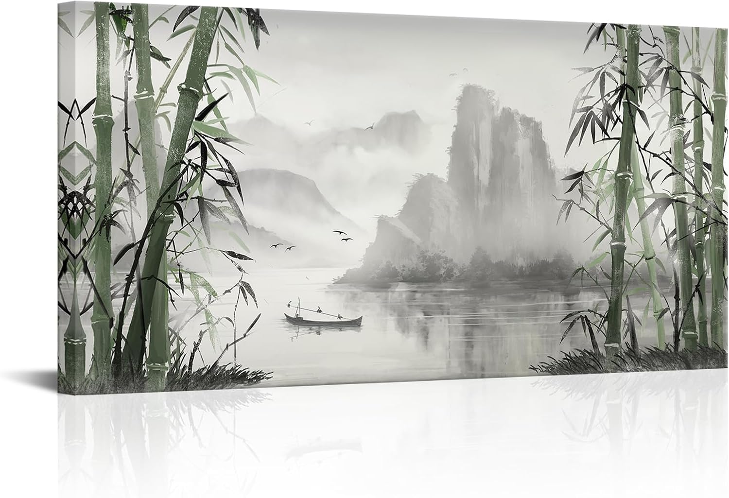 Amazon.com: Biuteawal Black and White Nature Landscape Wall Art Green ...