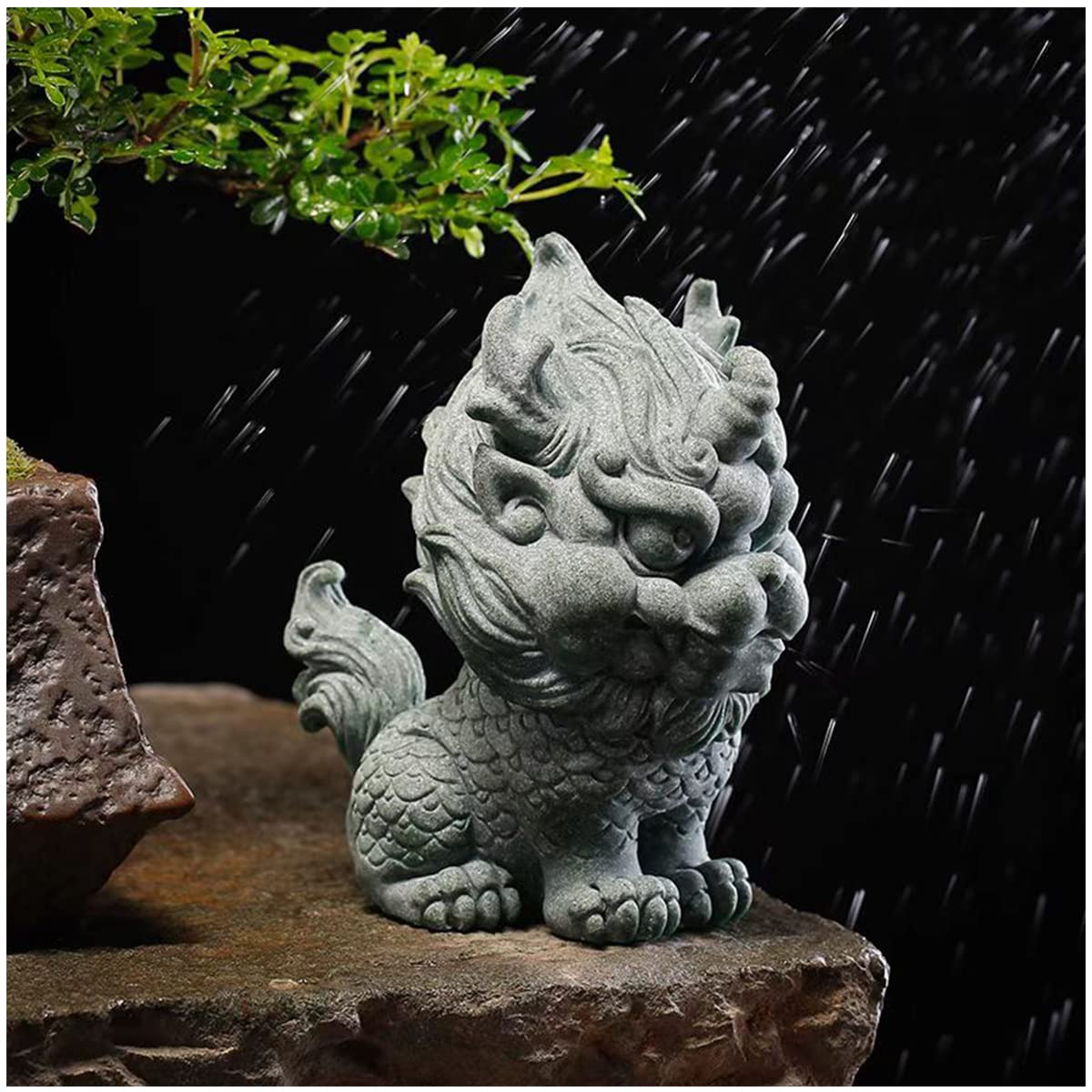 Amazon.com: livelyfish Asian Foo Dog Statue Lion Sandstone Sculpture ...