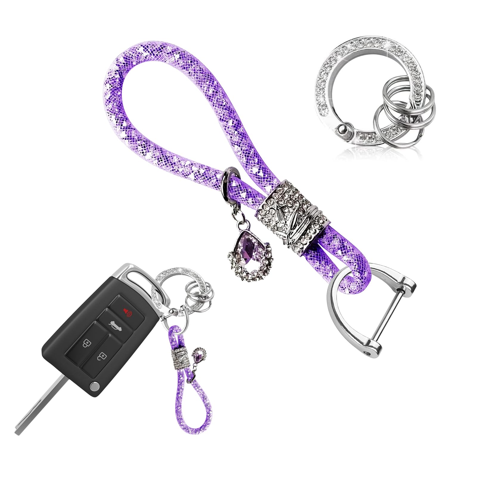 Amazon.com: Ziciner Bling Crystal Car KeyChains for Women & Girls, Car ...