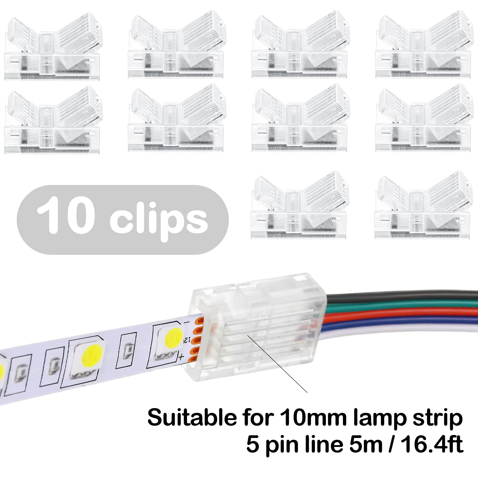 10 Packs 5 Pin Connector Waterproof 5 Pin Led Strip Connector ...