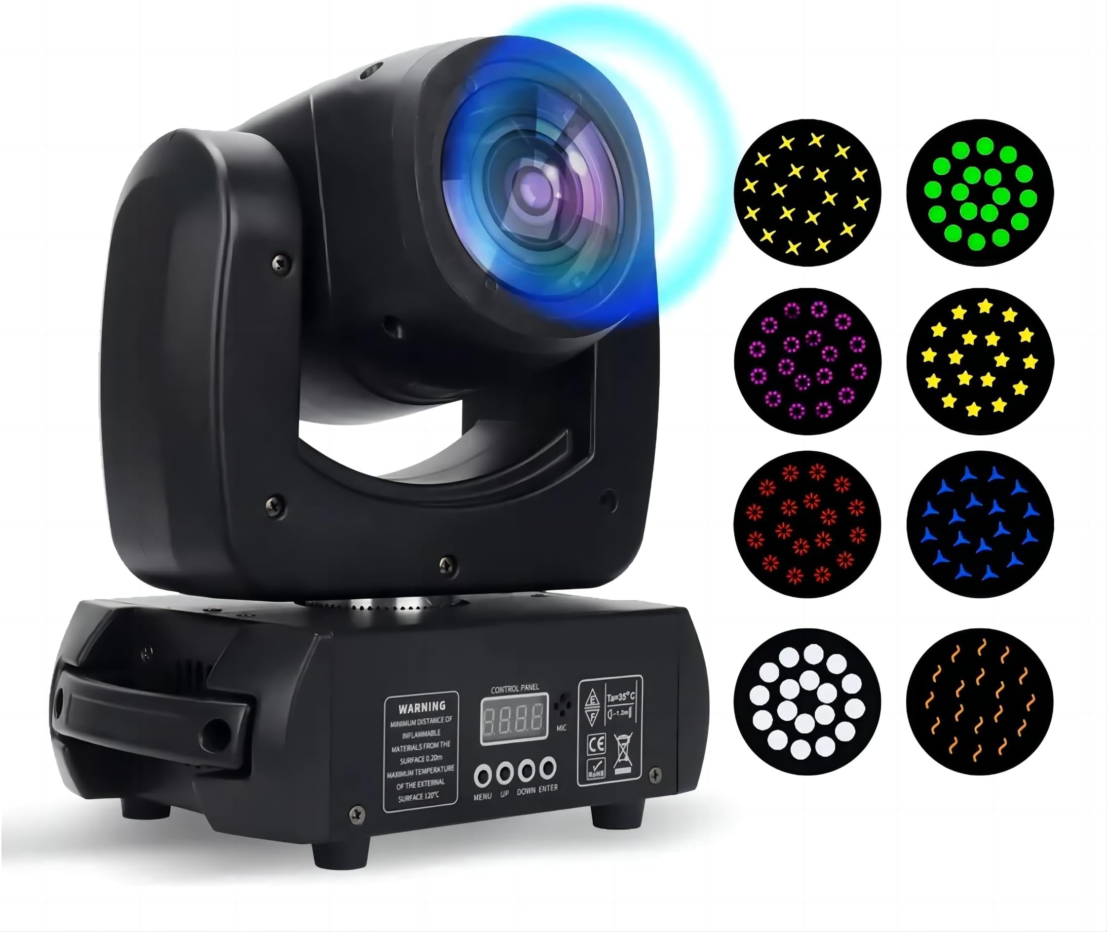 Moving Head Light - 120W DJ Lights 18 Patterns 8 Color Stage Lights ...