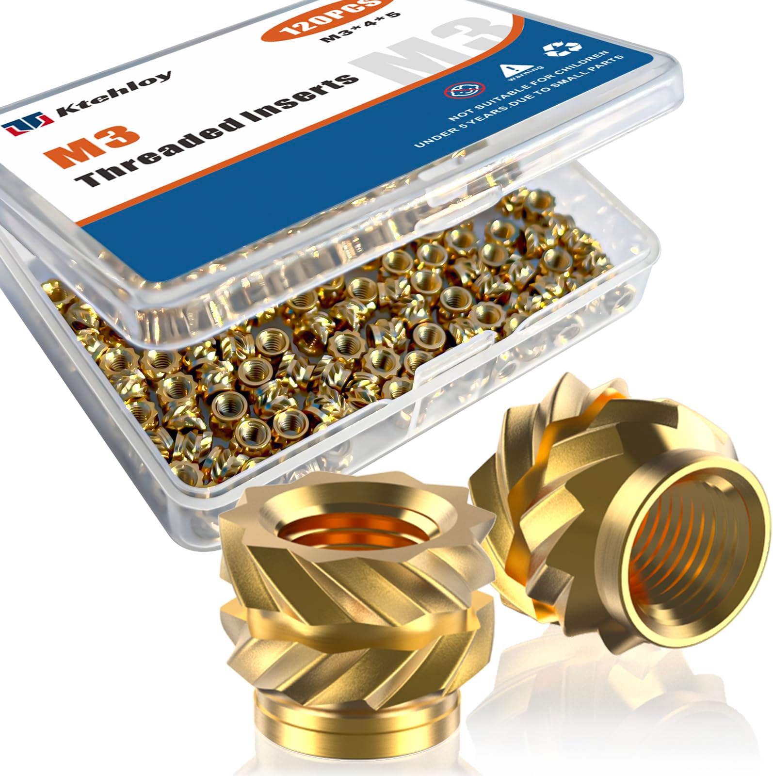 uxcell a16041800ux0636 M5 x 5mm 0.8mm Pitch Brass Knurled Threaded ...