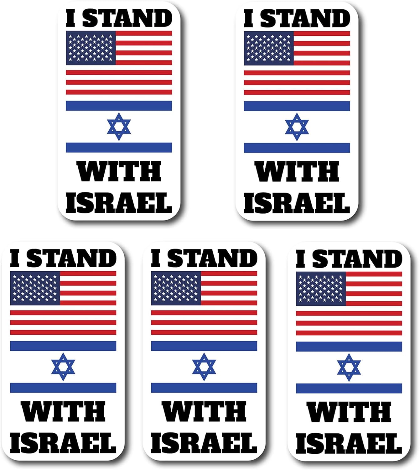 Amazon.com - 5 PCS America Stands with Israel Flag Sticker, I Stand ...