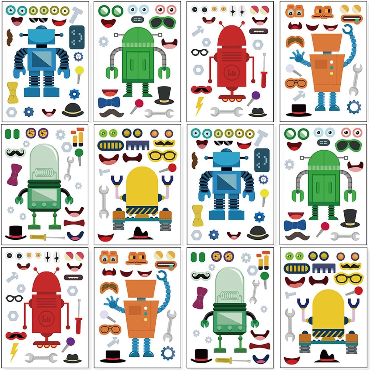 Amazon.com: 500 Pcs Robots Stickers Roll Cartoon Waterproof DIY Craft ...
