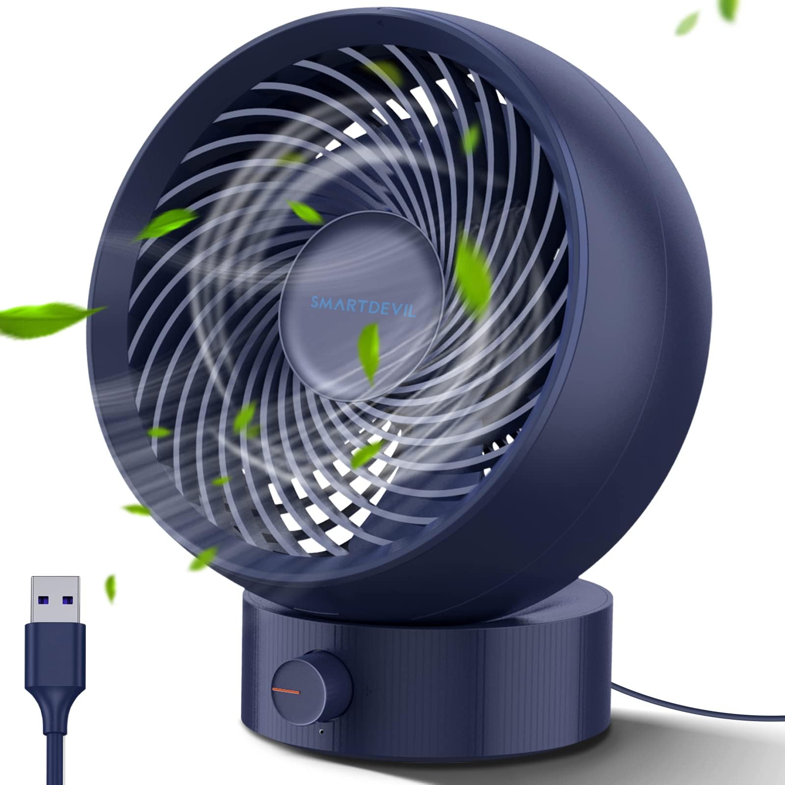 VOXON USB Desk Fan, Small Table Fan with 5 Speeds Adjustable Strong ...