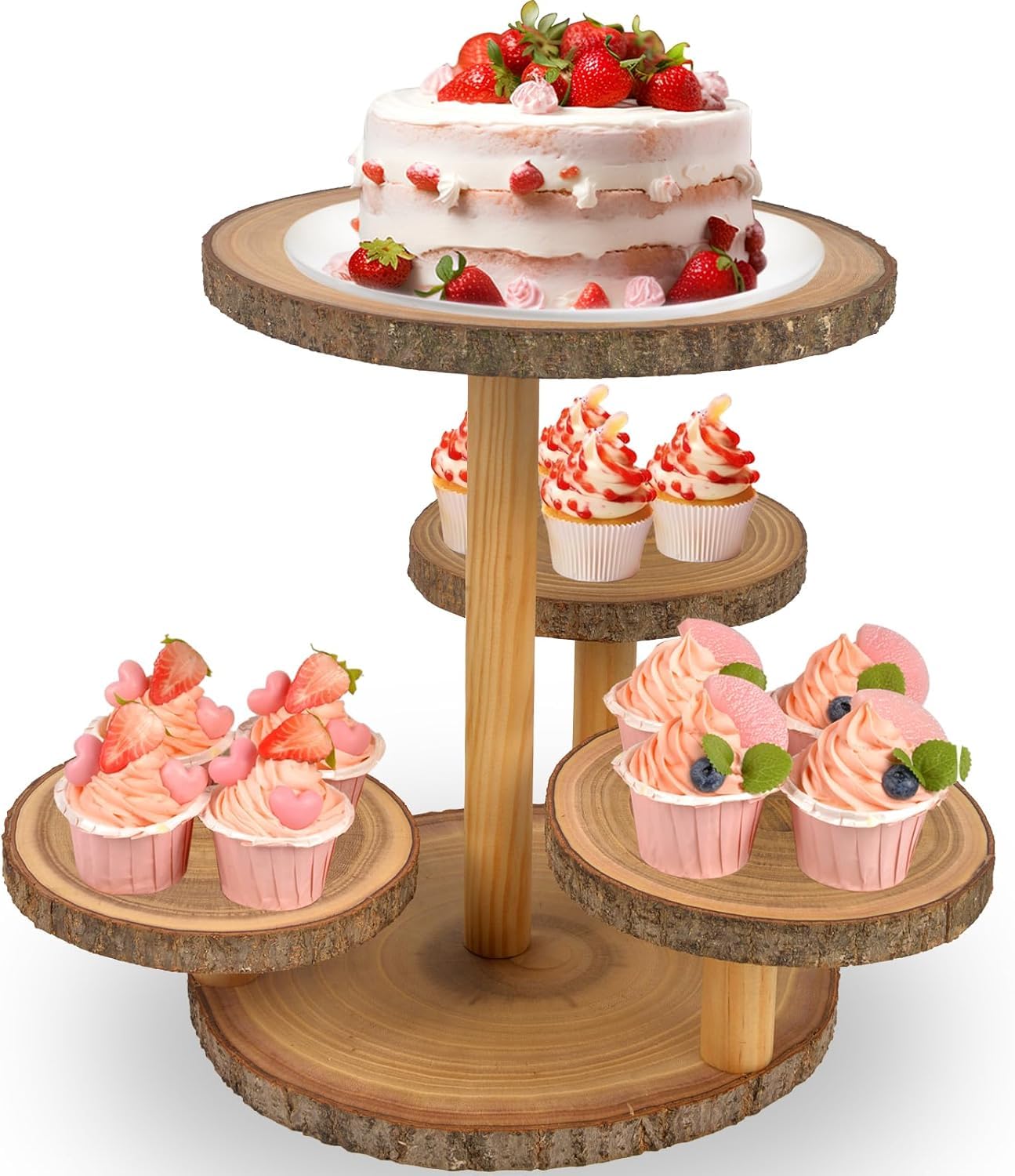 Amazon.com: Cupcake Stand Display - Wood Dessert Cupcake Stand Display ...