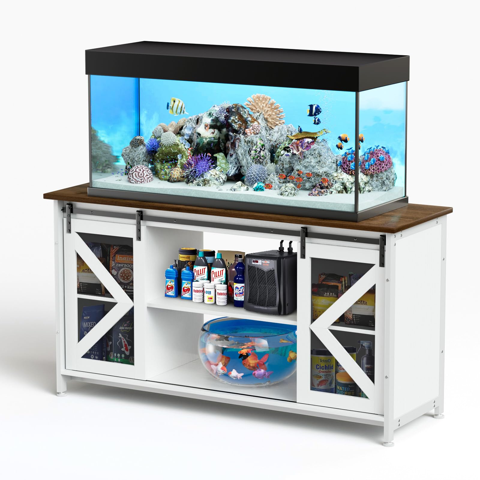 Amazon.com: Tatub 75-90 Gallon Fish Tank Stand with Cabinet, Heavy Duty ...