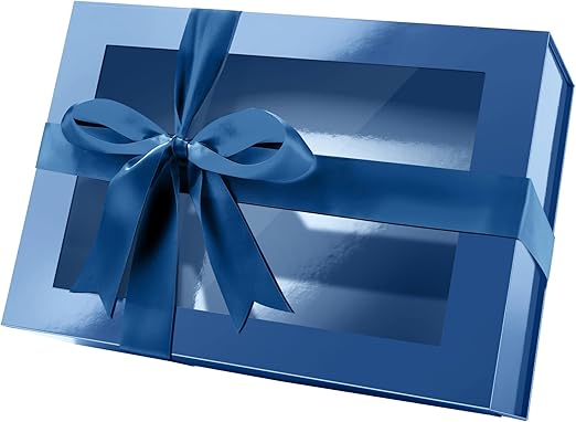 Amazon.com: PACKQUEEN Large Blue Gift Box with Window, 13.5x9x4.1 ...