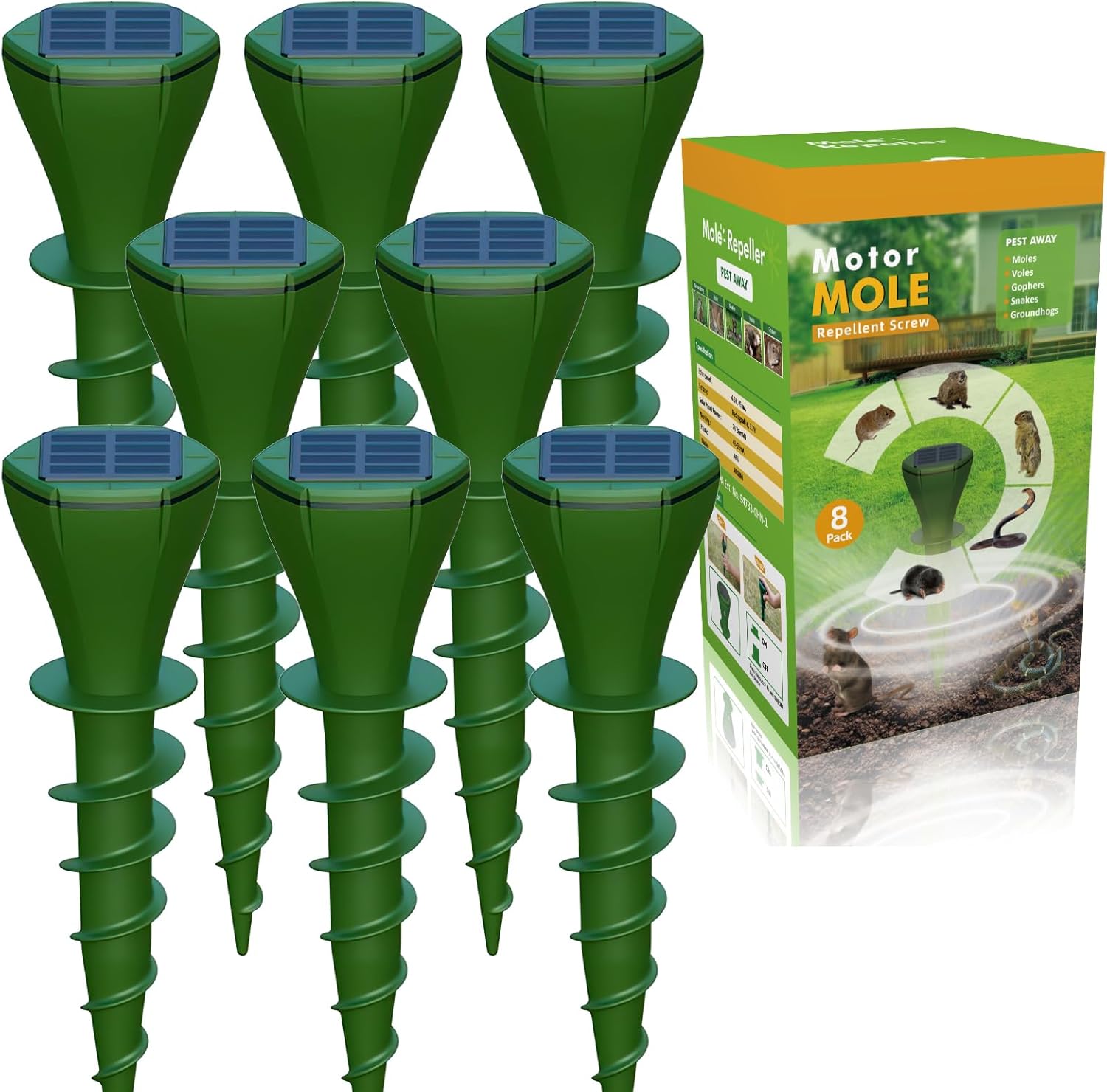 Amazon.com : Vegaive Mole Repellent for Lawns, 8 Pack Mole Traps Solar ...