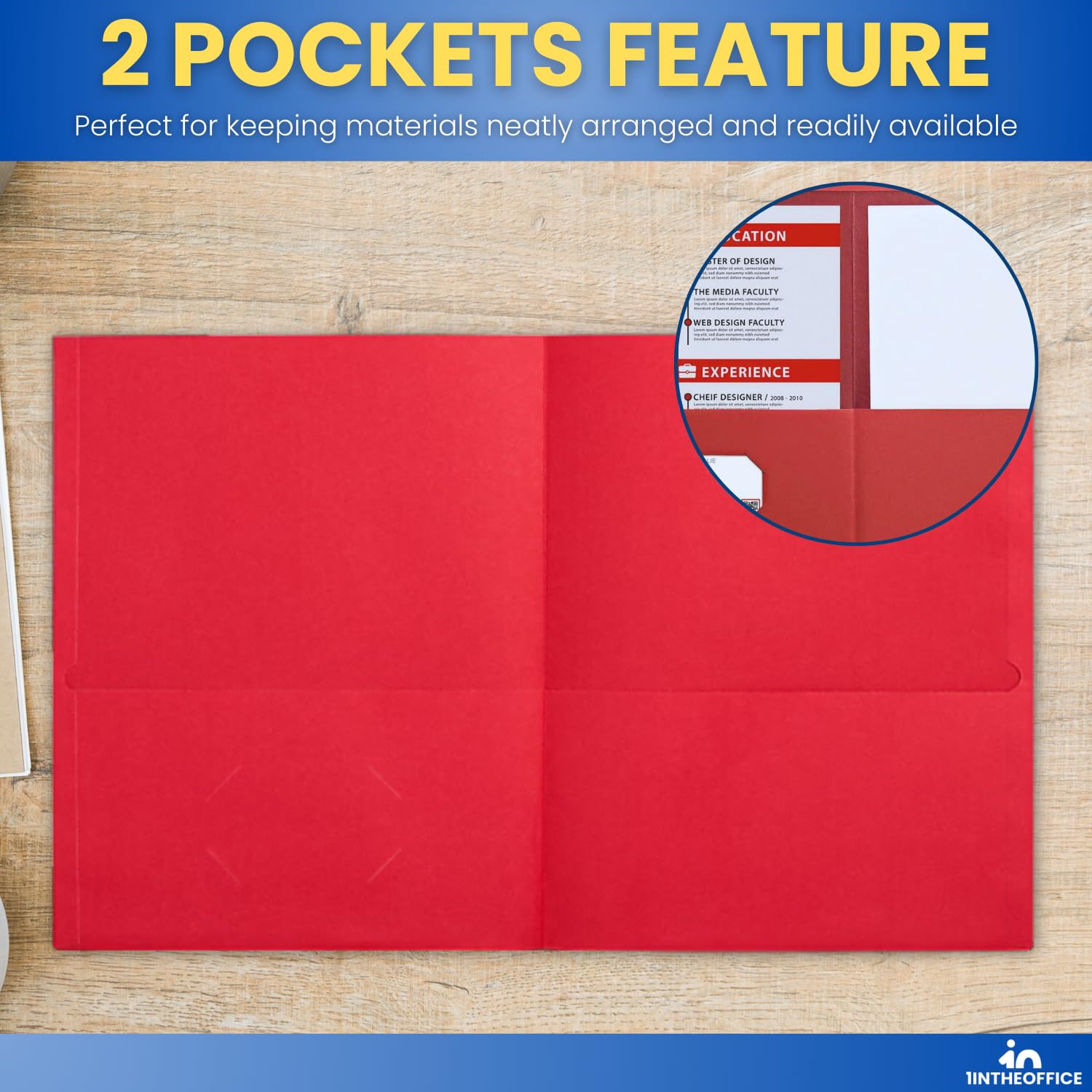 Snapklik.com : 1InTheOffice Red 2 Pocket Letter-Size Presentation ...