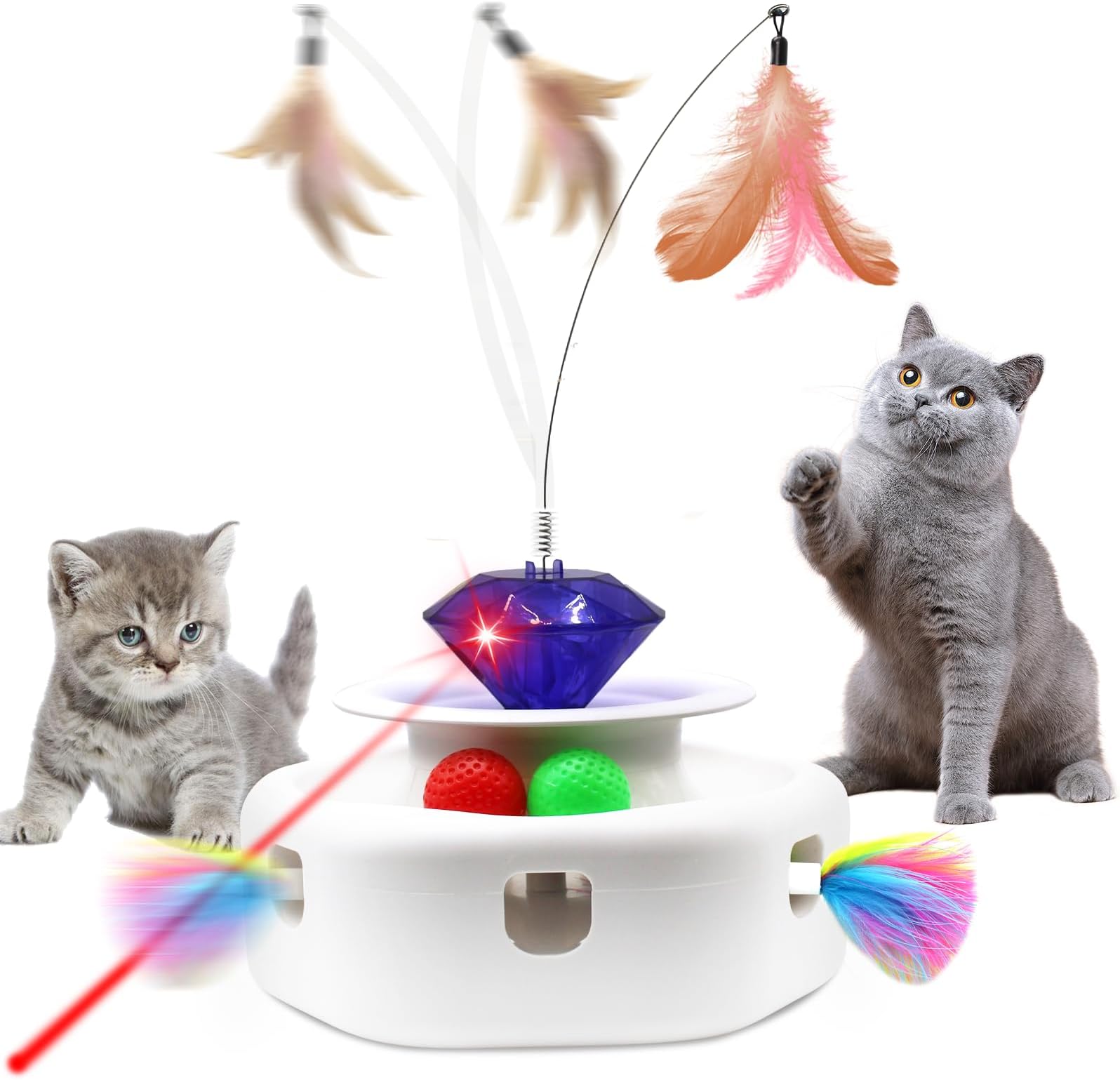 Amazon.com : HaBaeBae Interactive Cat Toys,5-in-1 Automatic Cat Toy for ...