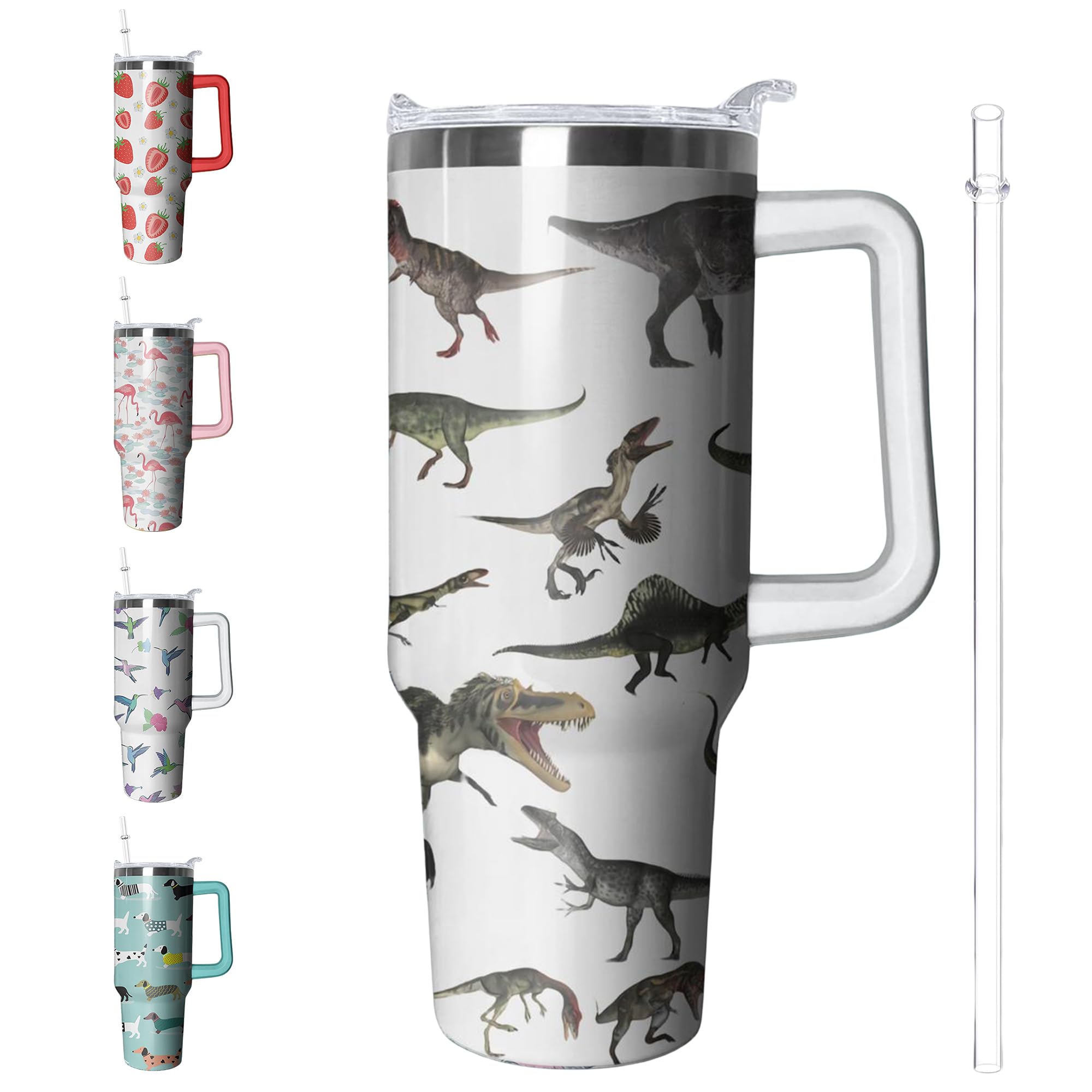 Amazon.com | Kearscupra 40 oz Dinosaur Tumbler with Handle and Straw ...