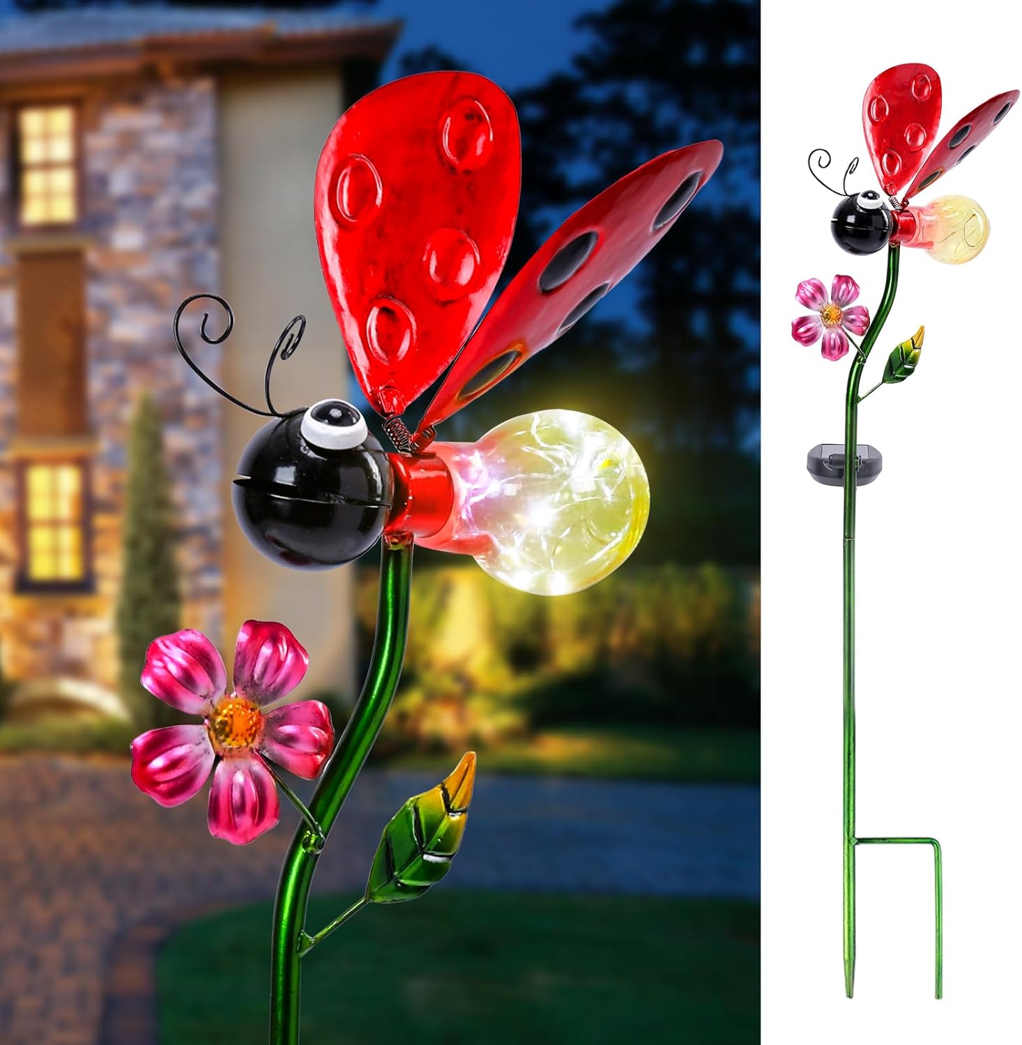 Bshine Solar Ladybug Outdoor Garden Decorative Lights, Waterproof Metal ...