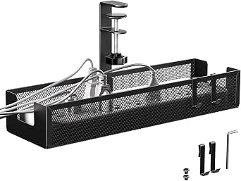 PUTORSEN Cable Management Desk, No Drilling, Cable Basket Desk, Cable ...