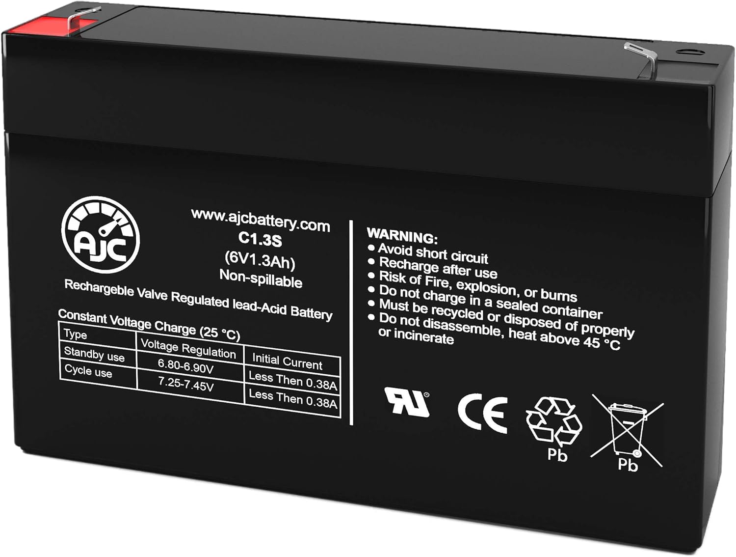 Amazon.com: AJC Battery Compatible with Portalac lac PE6V1.2 6V 1.3Ah ...
