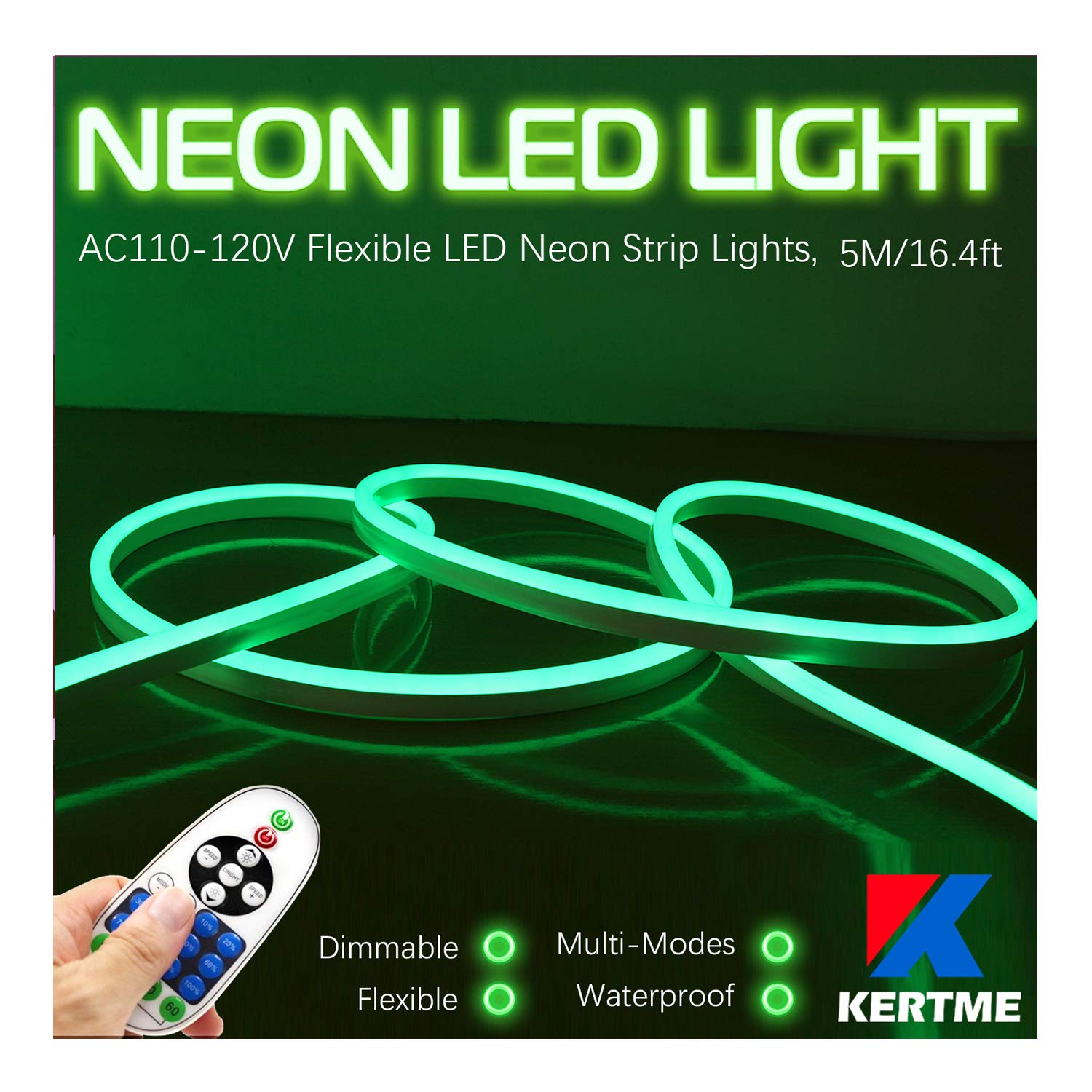 Amazon.com: KERTME Neon Led Type AC 110-120V LED NEON Light Strip ...