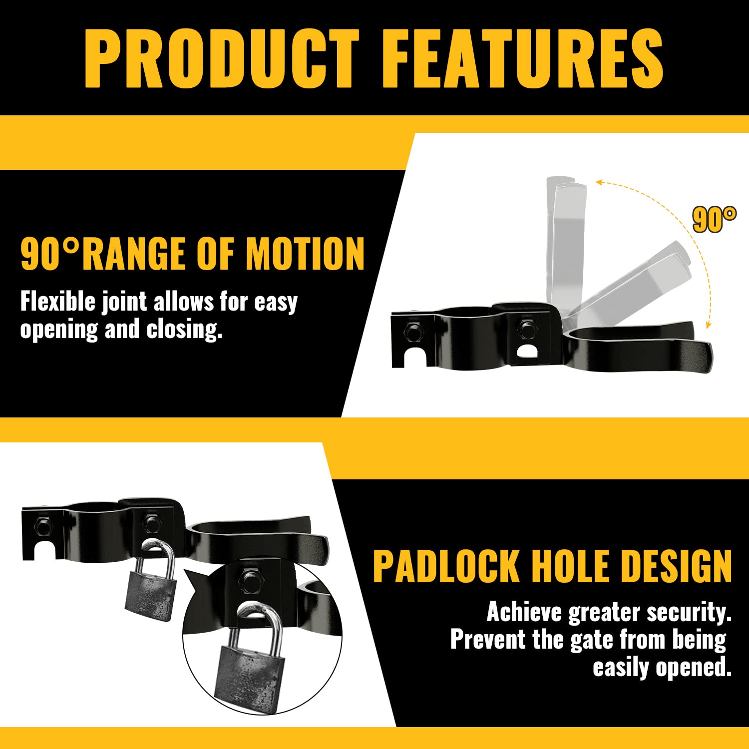 Snapklik.com : VIVIDA Chain Link Gate Latch 1-3/8" X 2-3/8", Black Gate ...