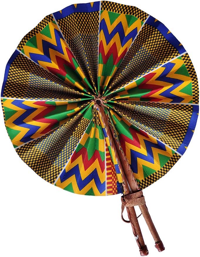 Amazon.com: African TV African Fabric Handmade Folding Fan, African ...